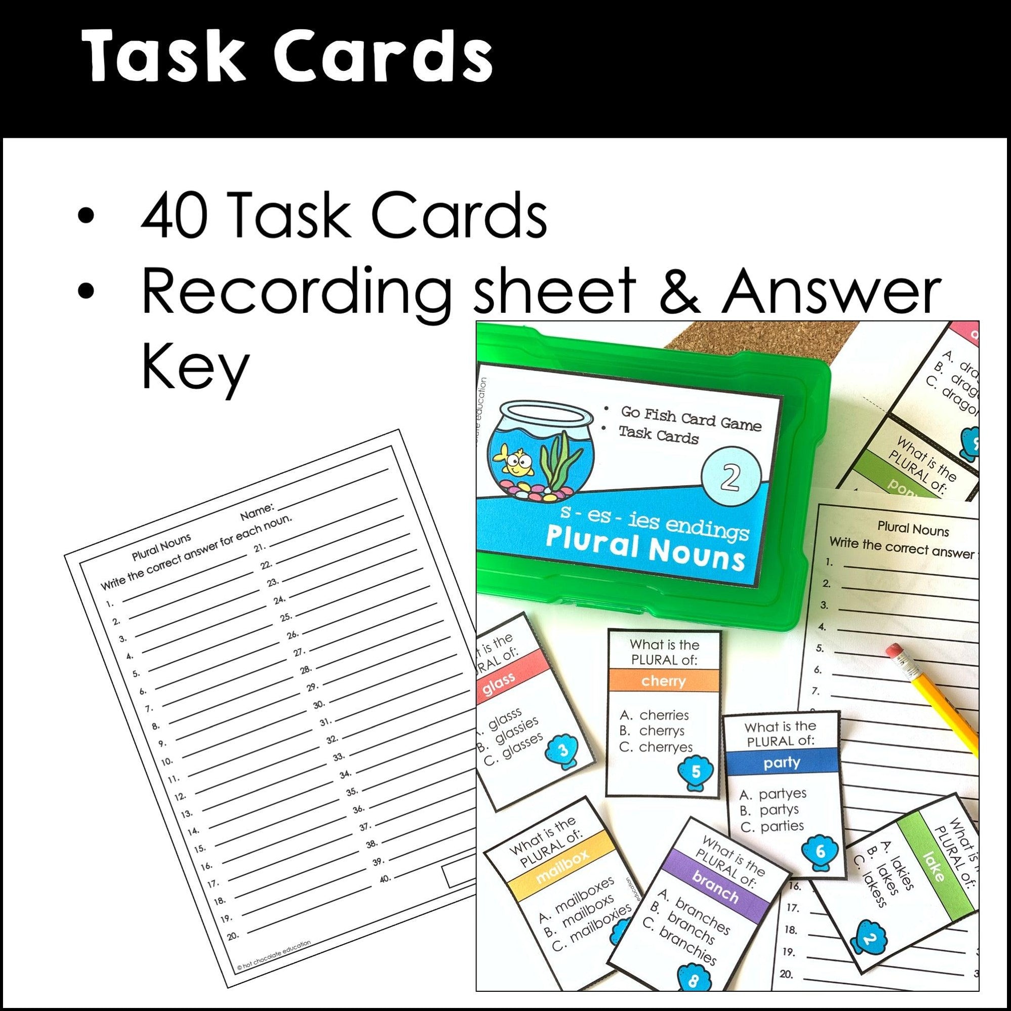 Grammar Game & Task Cards: Regular Plural Nouns – Hot Chocolate Teachables