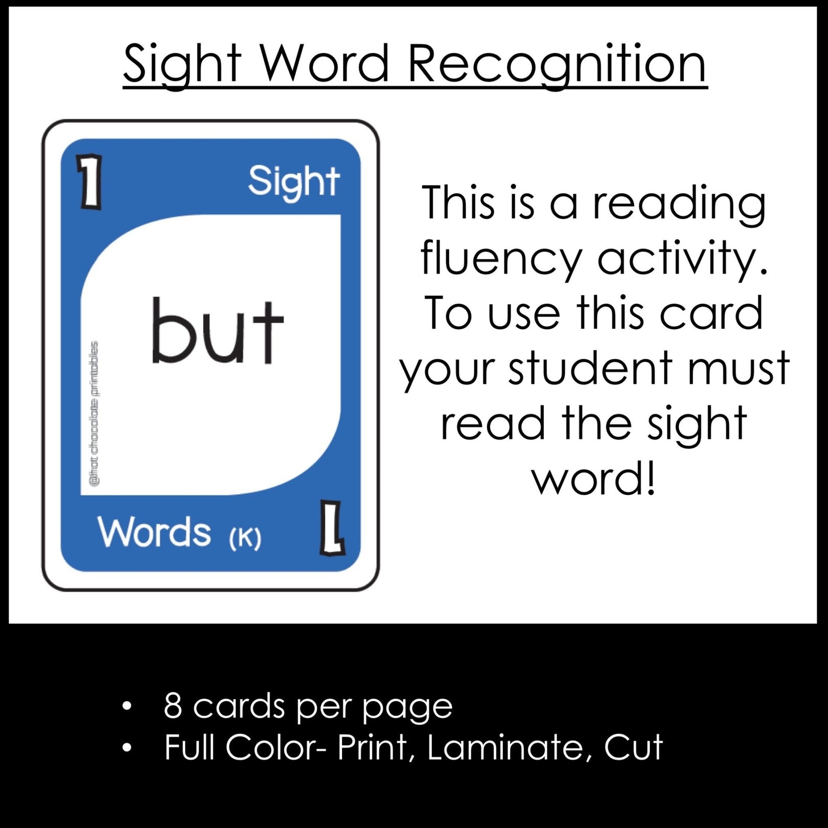 Pre-Primer Sight Word Card Game for Pre-K and Kindergarten