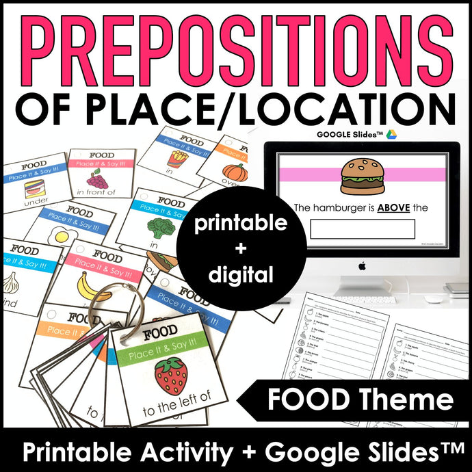 Food-themed Activity Cards & - Prepositions of Place