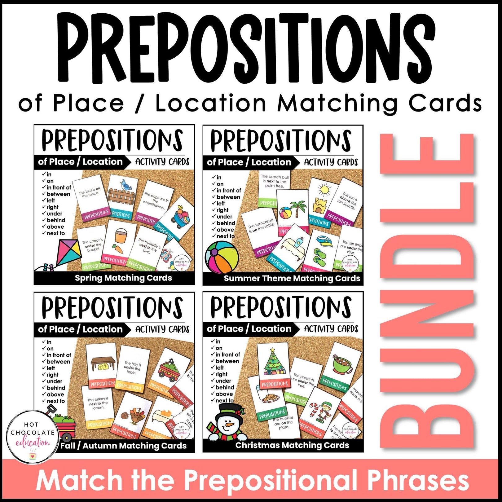 Place Prepositions Card Match - Seasonal Vocabulary