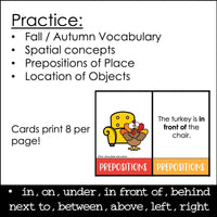 Fall Prepositions of Place Matching Cards – Hot Chocolate Teachables