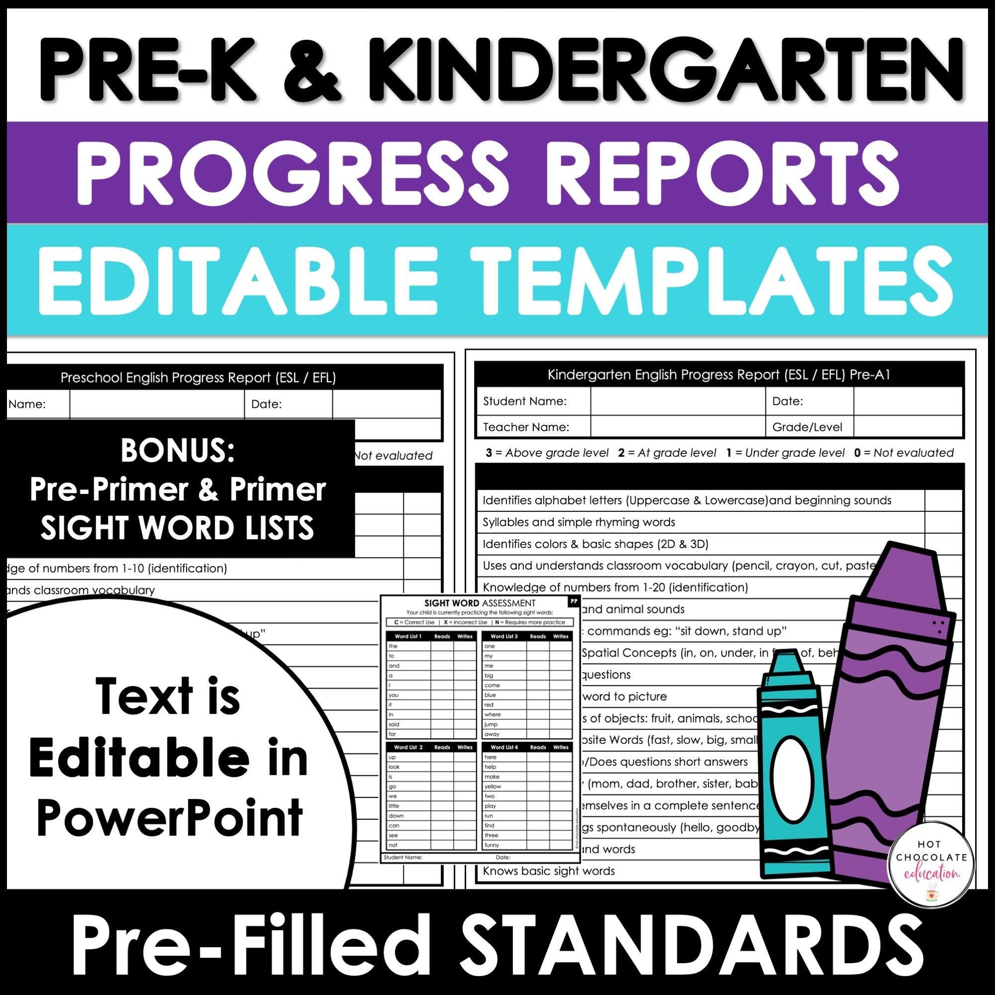 Progress Reports / Report Cards - Hot Chocolate Teachables