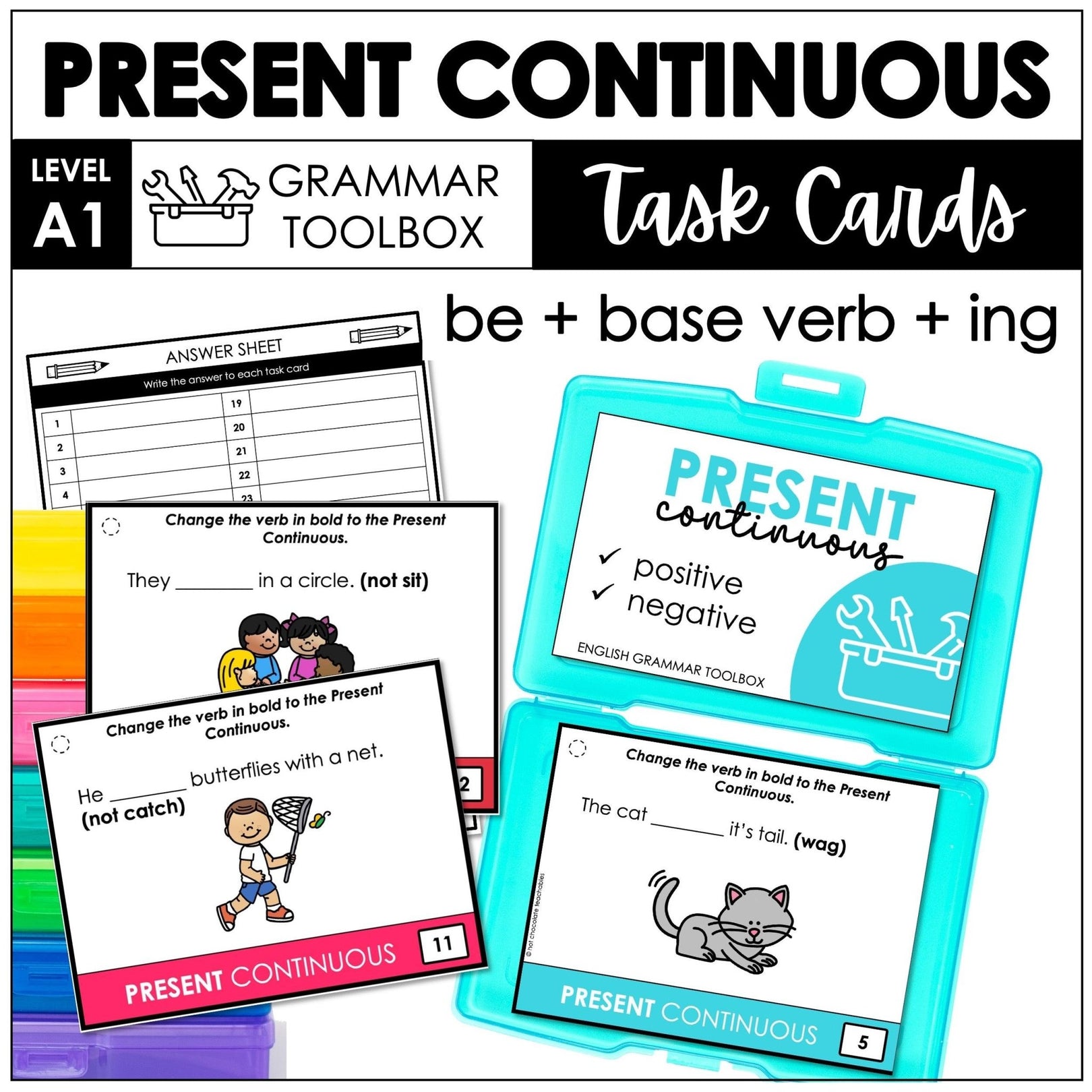 Verb Conjugation Task Cards: Present Continuous Sentences – Hot ...