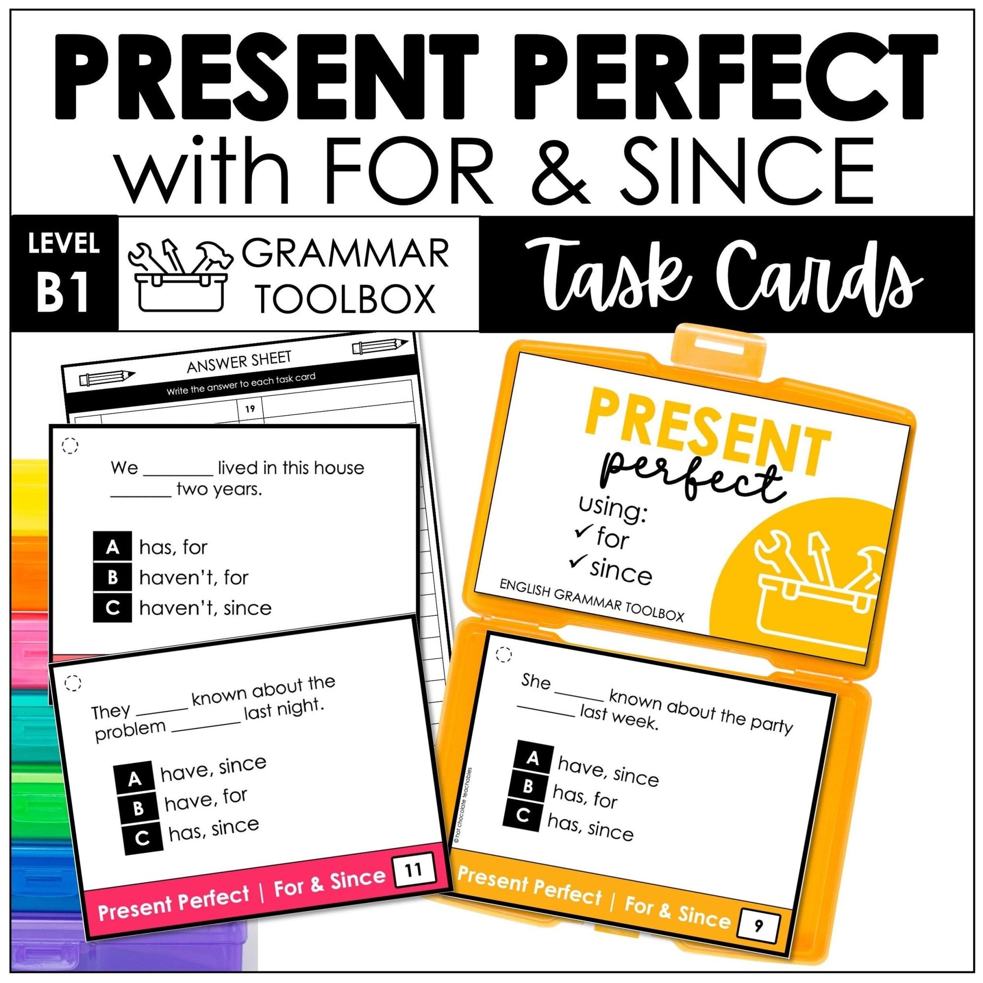 Present Perfect with FOR and SINCE | Grammar Task Cards