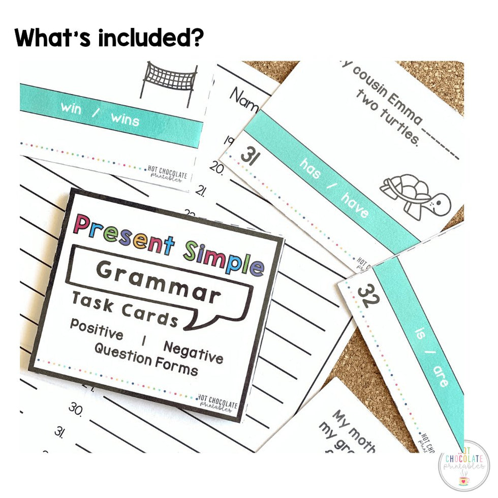 Present Simple Task Cards: Positives, Negatives & Questions