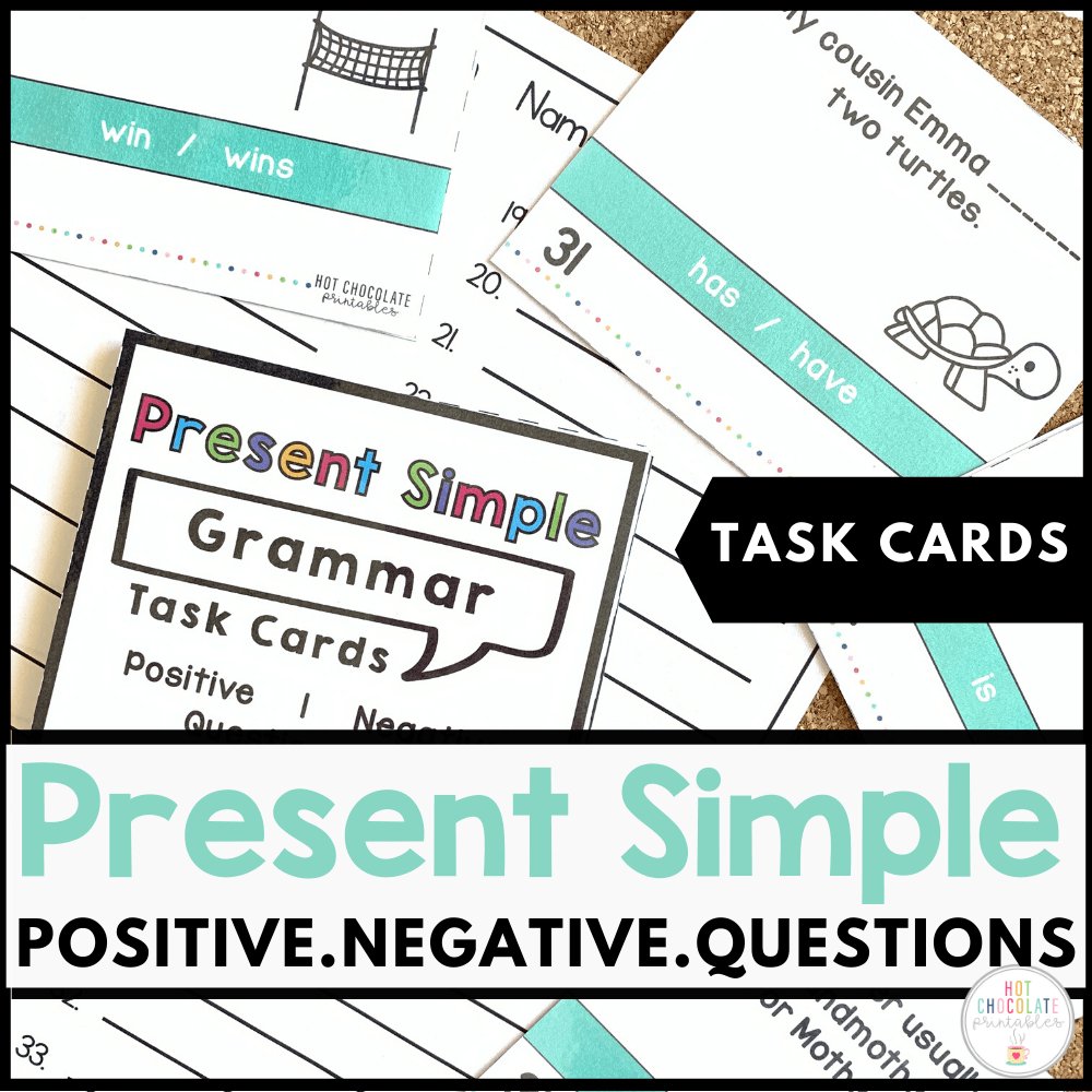 Present Simple Task Cards: Positives, Negatives & Questions – Hot ...