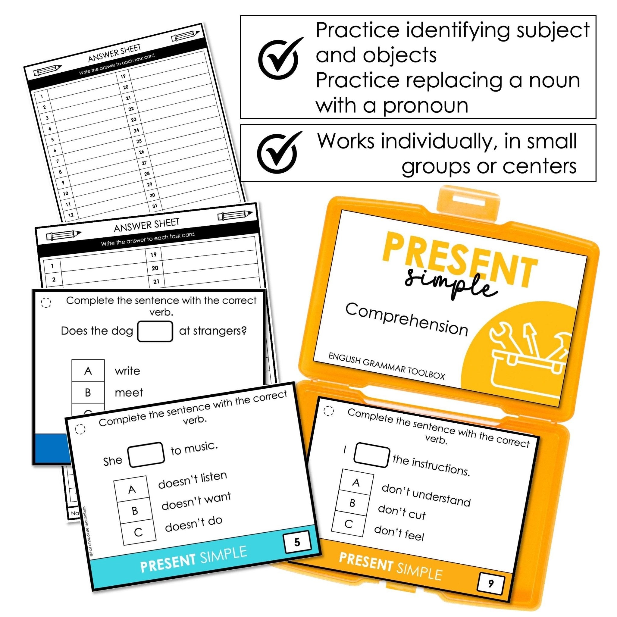 Verb Choice Task Cards - Context-based Sentence Practice – Hot ...