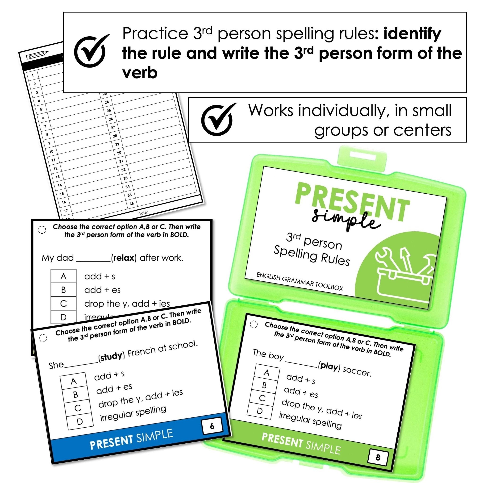 Verb Spelling Rules for 3rd Person - HE, SHE, IT – Hot Chocolate Teachables