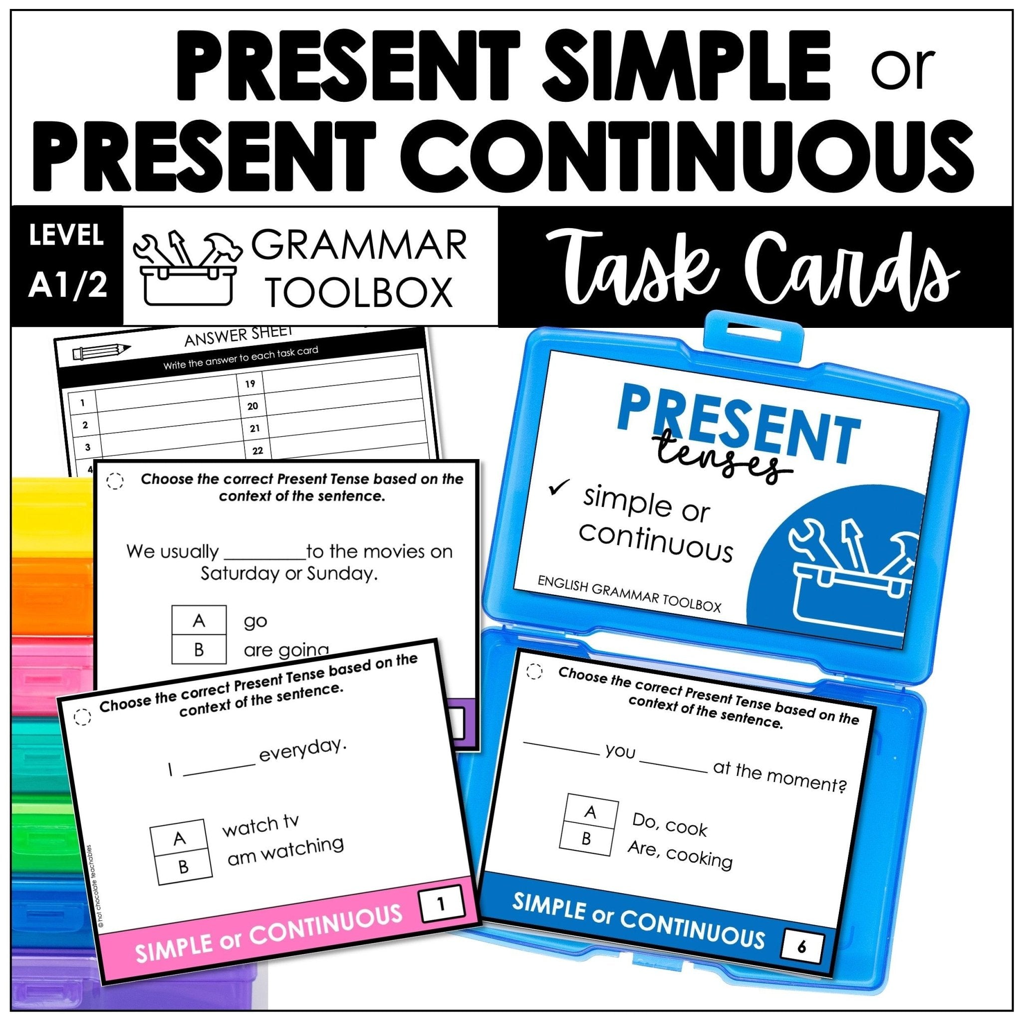 Verb Tense Task Cards: Present Simple or Continuous – Hot Chocolate ...