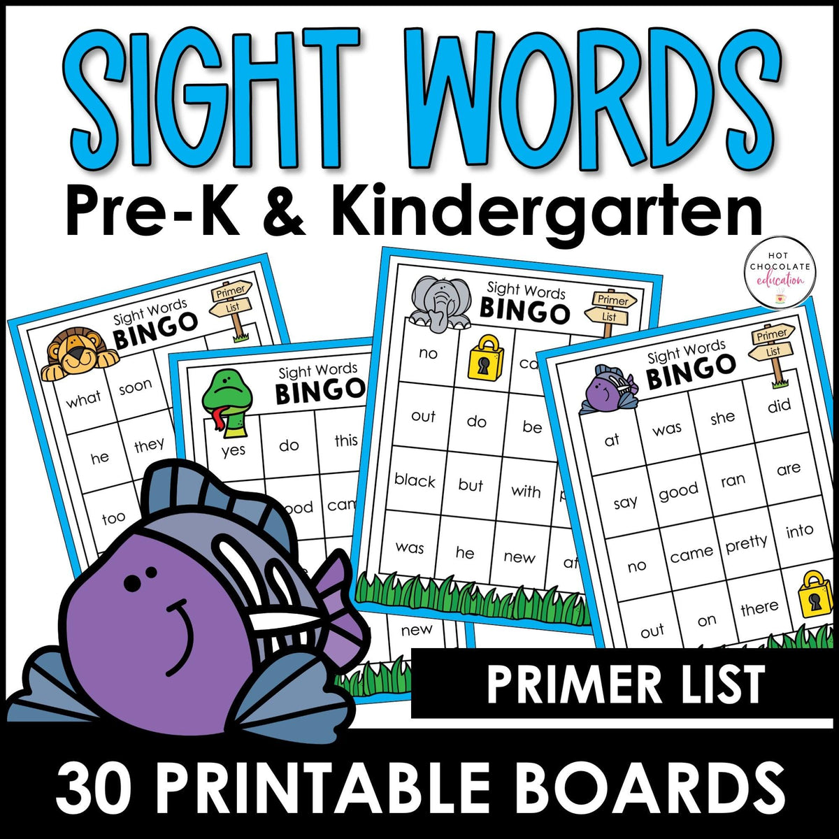 Sight Word Bingo Game - Pre-K to 2nd Grade - Dolch Aligned – Hot ...