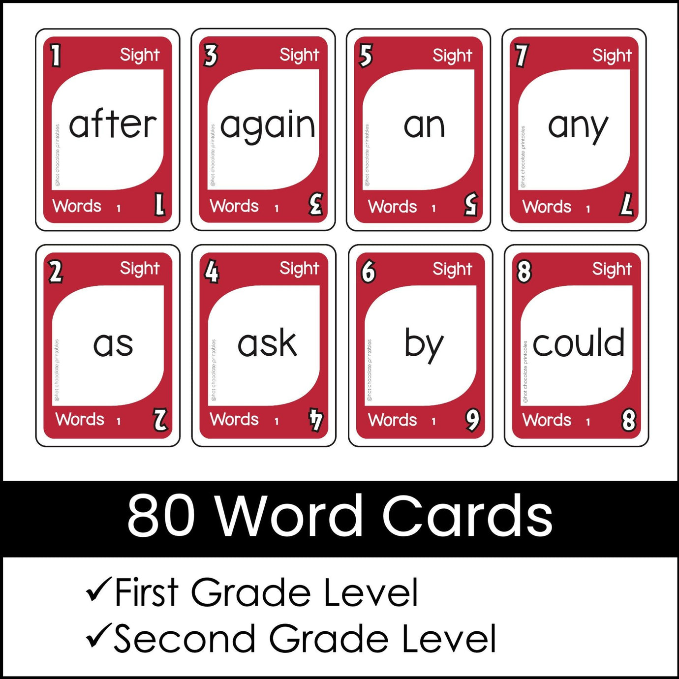 Primer Sight Word Card Game for 1st & 2nd Grade – Hot Chocolate Teachables