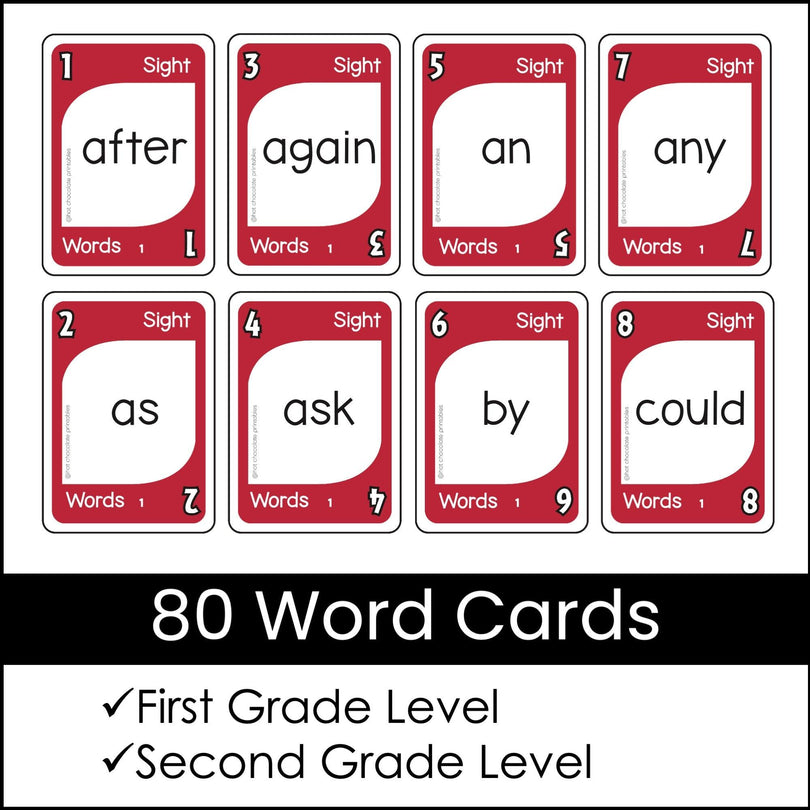 Primer Sight Word Card Game for 1st & 2nd Grade