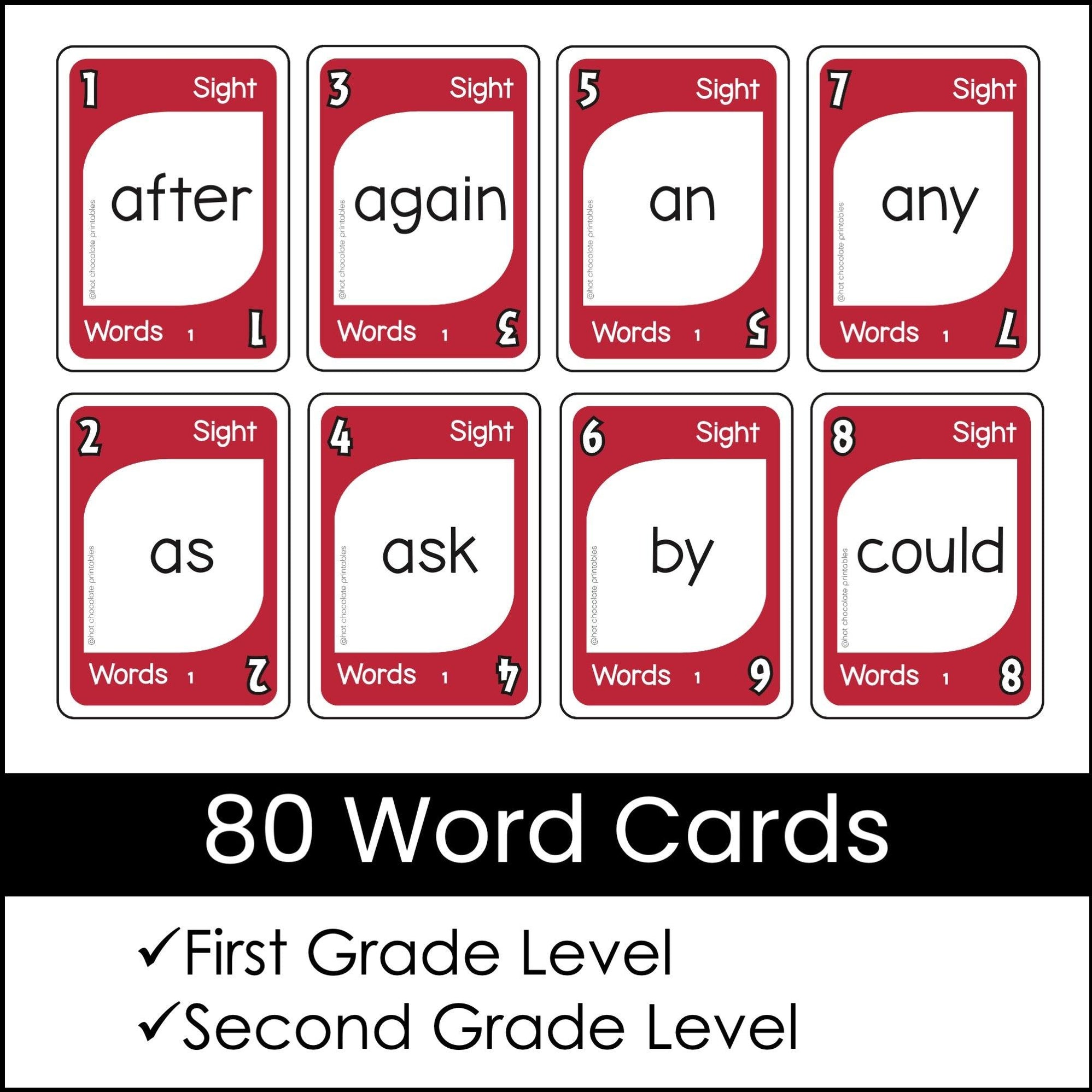 Primer Sight Word Card Game for 1st & 2nd Grade – Hot Chocolate Teachables