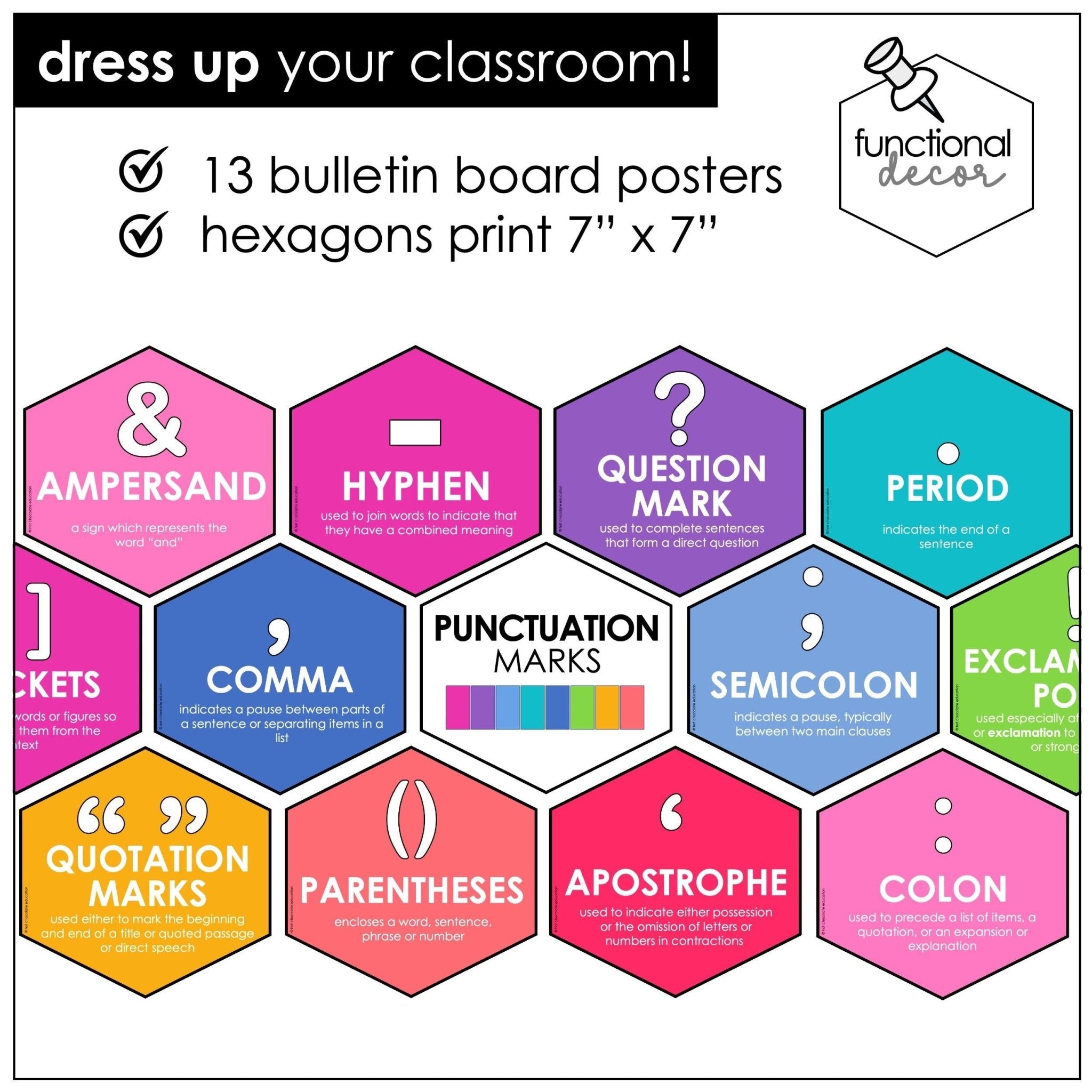 Punctuation Posters: Visual Aid Bulletin Board Decor – Hot Chocolate ...