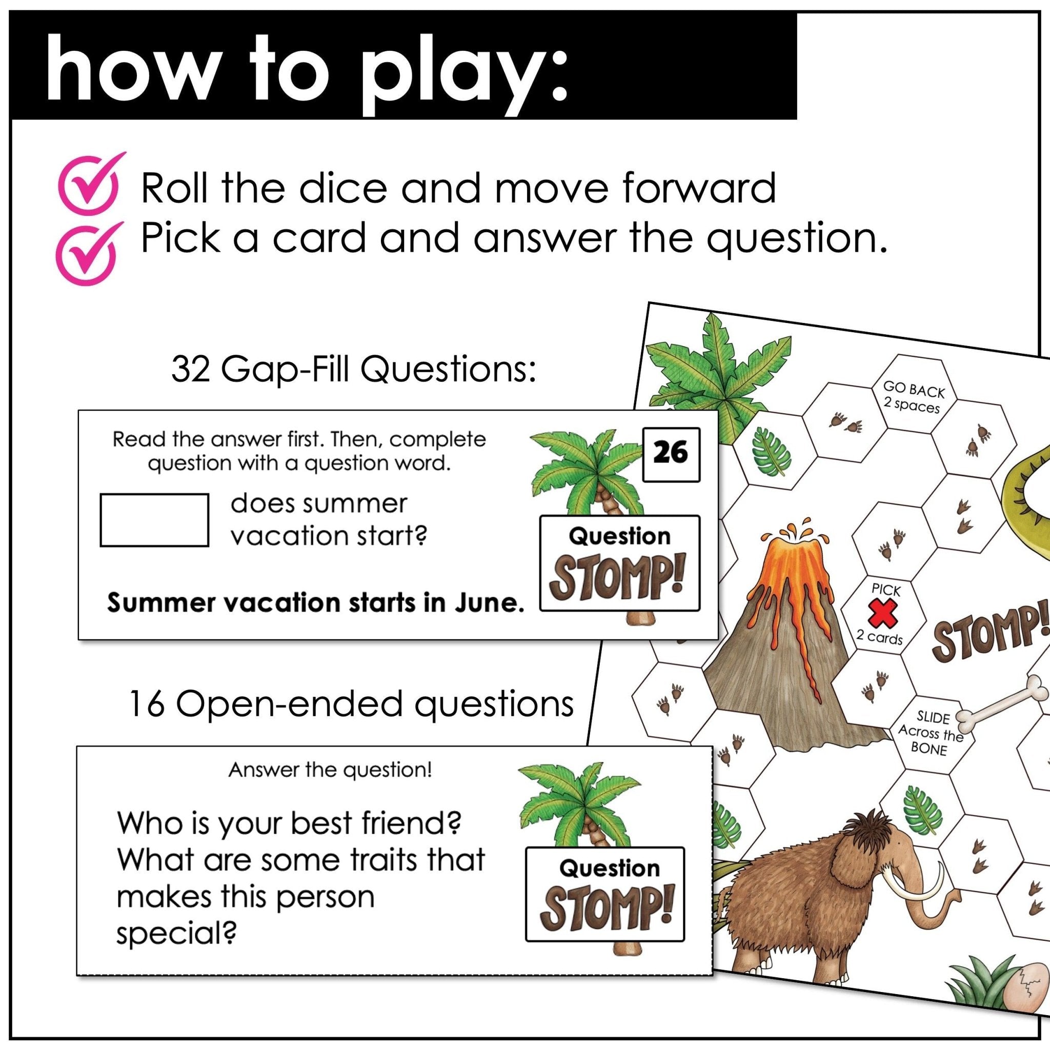 Question Board Game: What Where Why When Where – Hot Chocolate Teachables
