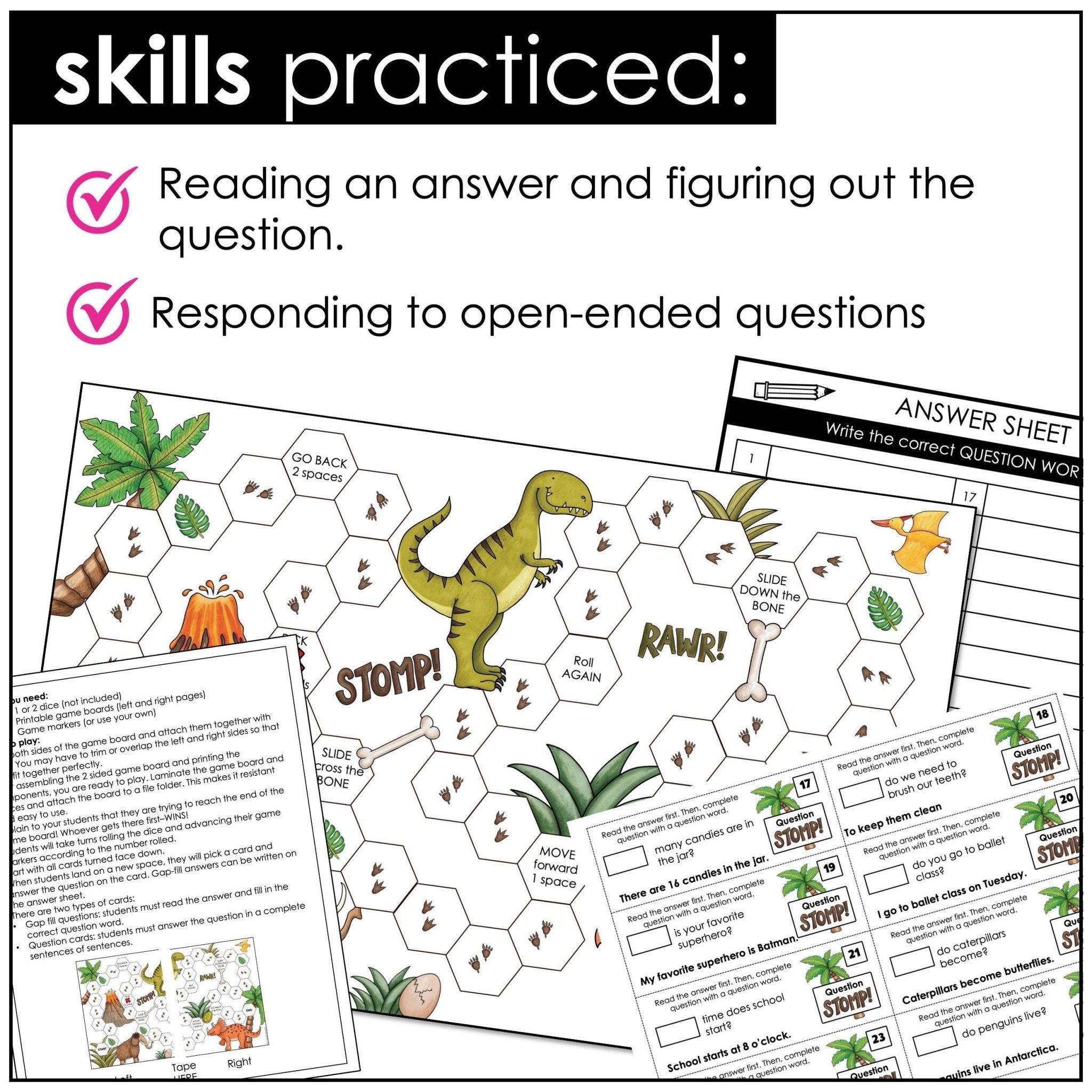 Question Board Game: What Where Why When Where – Hot Chocolate Teachables