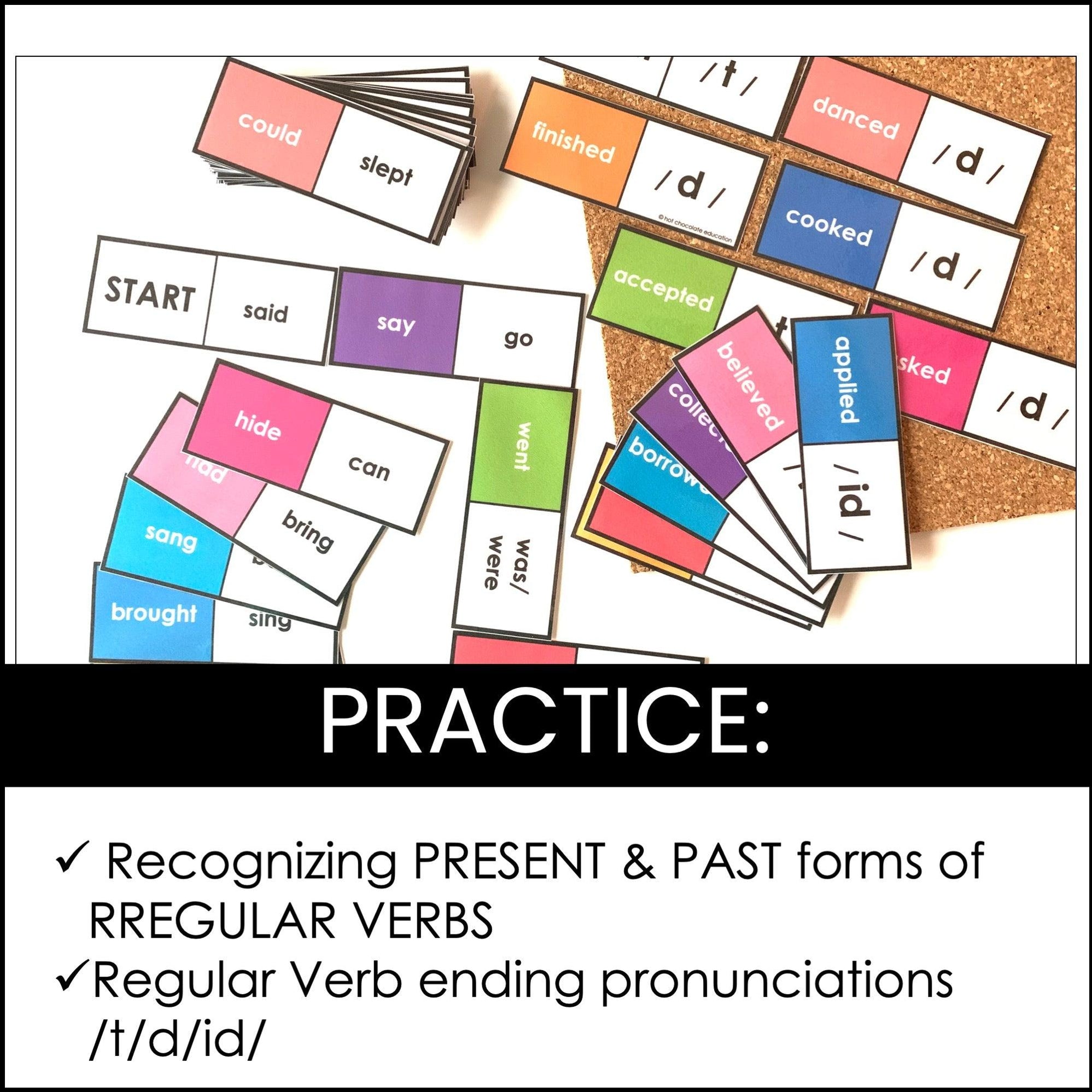 Past Tense Verb Dominoes - Ending Pronunciations -t -d -id – Hot ...