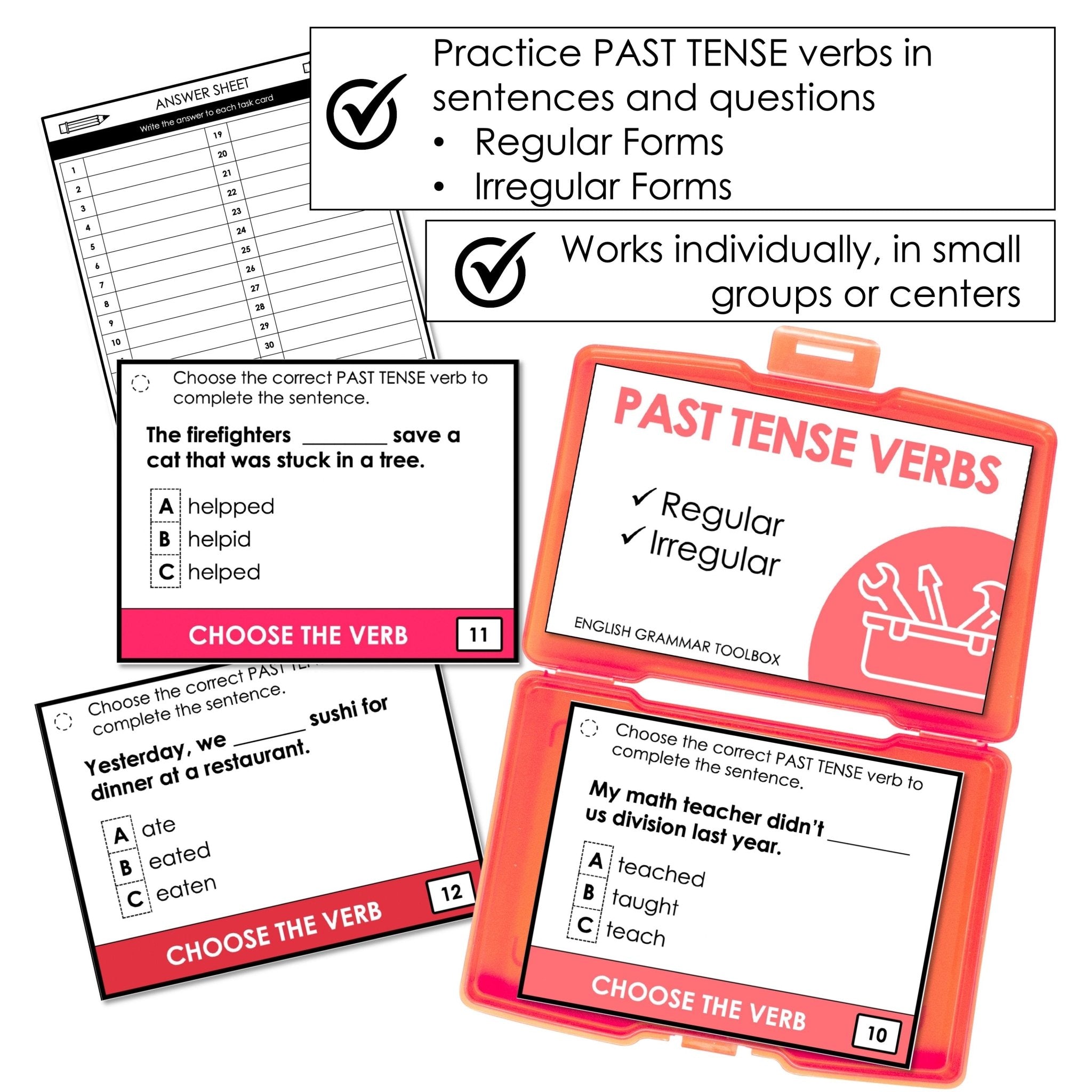 Past Tense Verb Task Cards | Sentences & Questions – Hot Chocolate ...