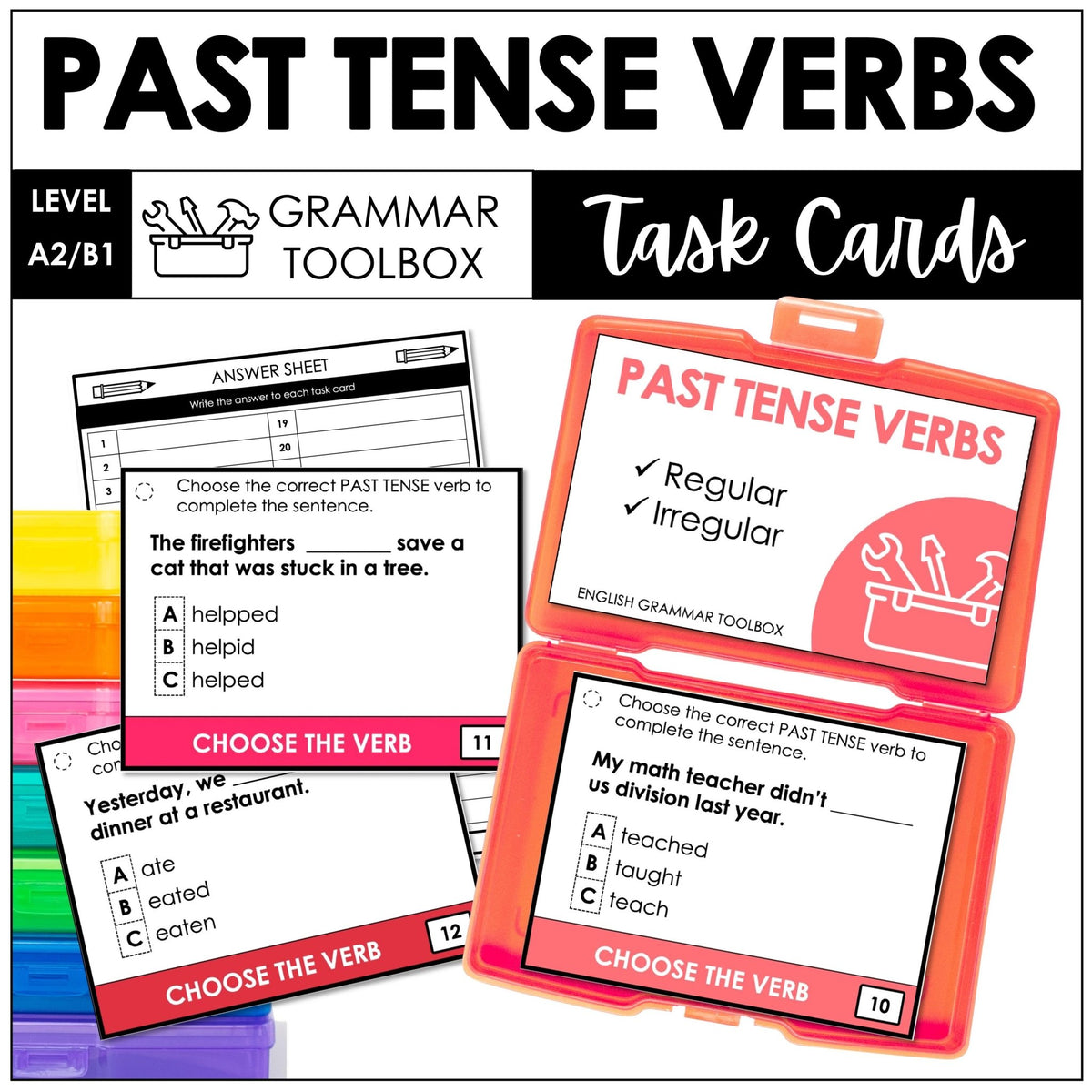Past Tense Verb Task Cards | Sentences & Questions – Hot Chocolate ...