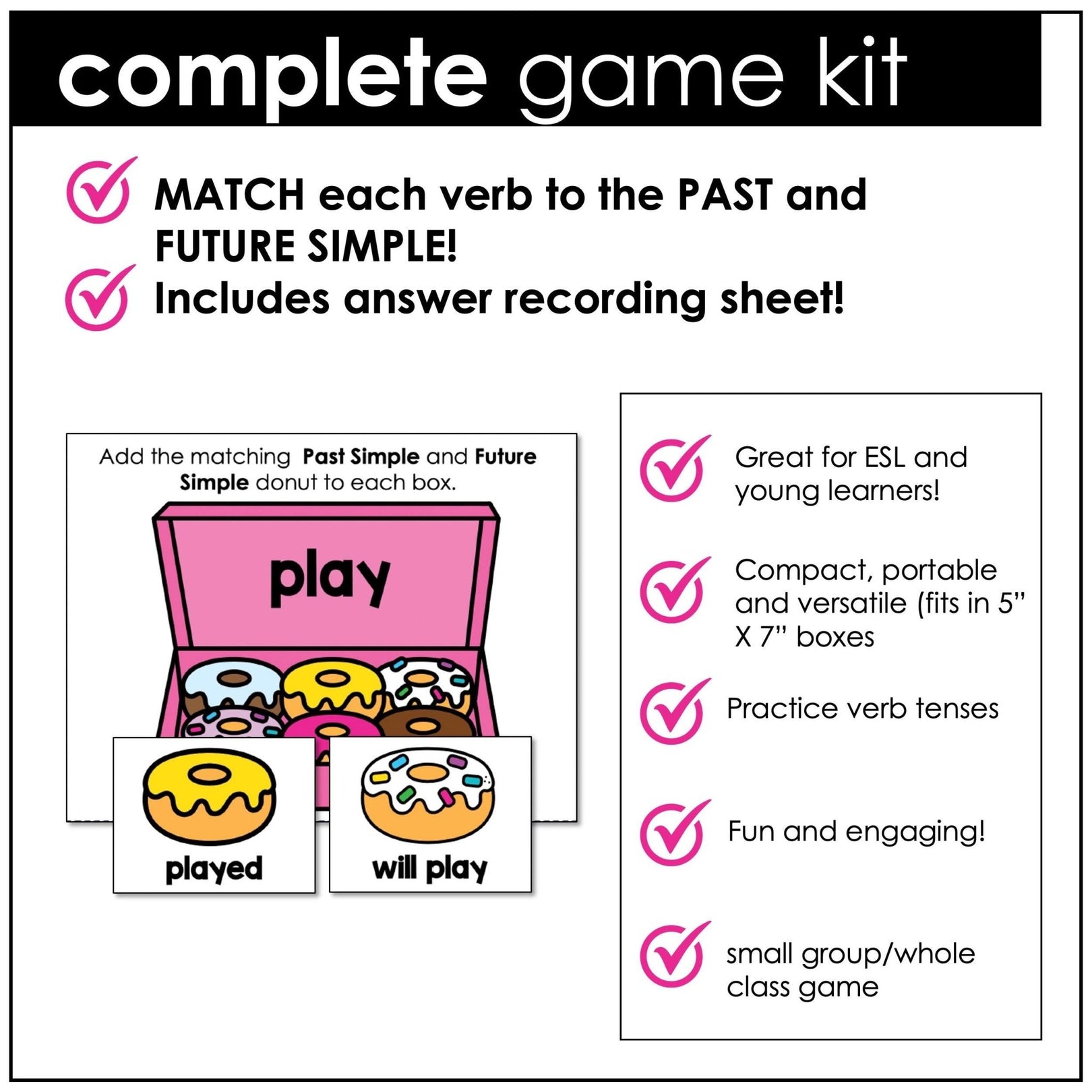 Verb Matching Activity - Present, Past, Future Tenses