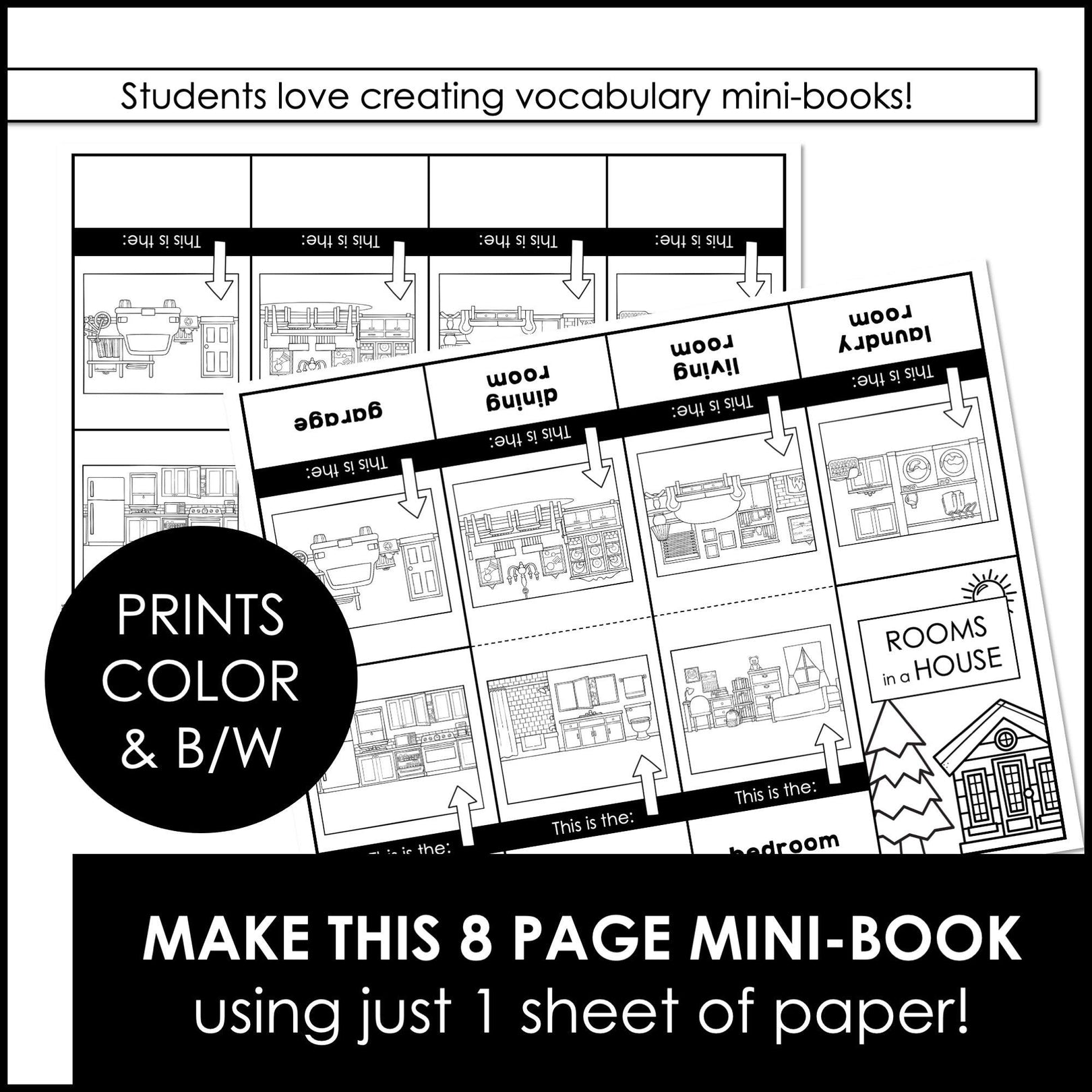 House & Home Vocabulary Building Mini-Book | Picture Dictionary