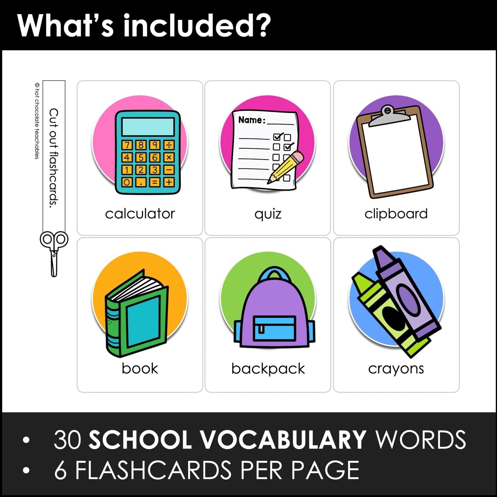 Editable School & Classroom Flashcards - Vocabulary Cards