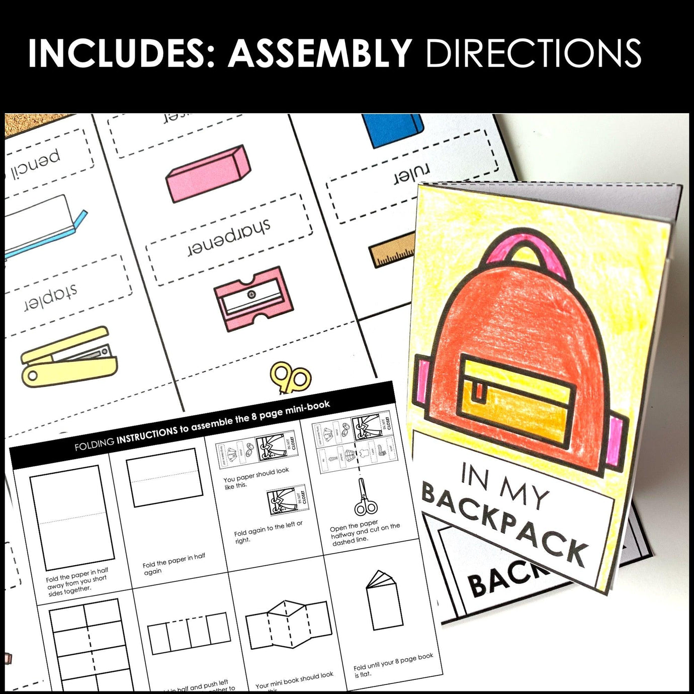 School Supplies Mini-Book | Vocabulary Picture Dictionary