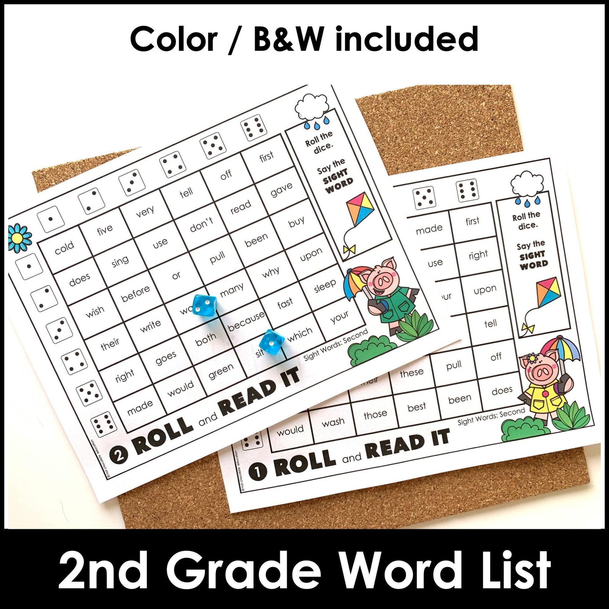Grade 2 Sight Words Roll & Read Boards - Dolch List – Hot Chocolate ...