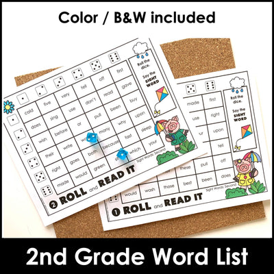 Grade 2 Sight Words Roll & Read Boards - Dolch List – Hot Chocolate ...