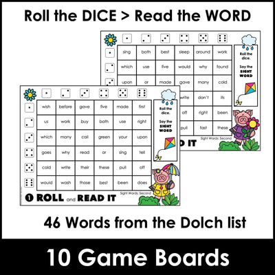 Grade 2 Sight Words Roll & Read Boards - Dolch List – Hot Chocolate ...