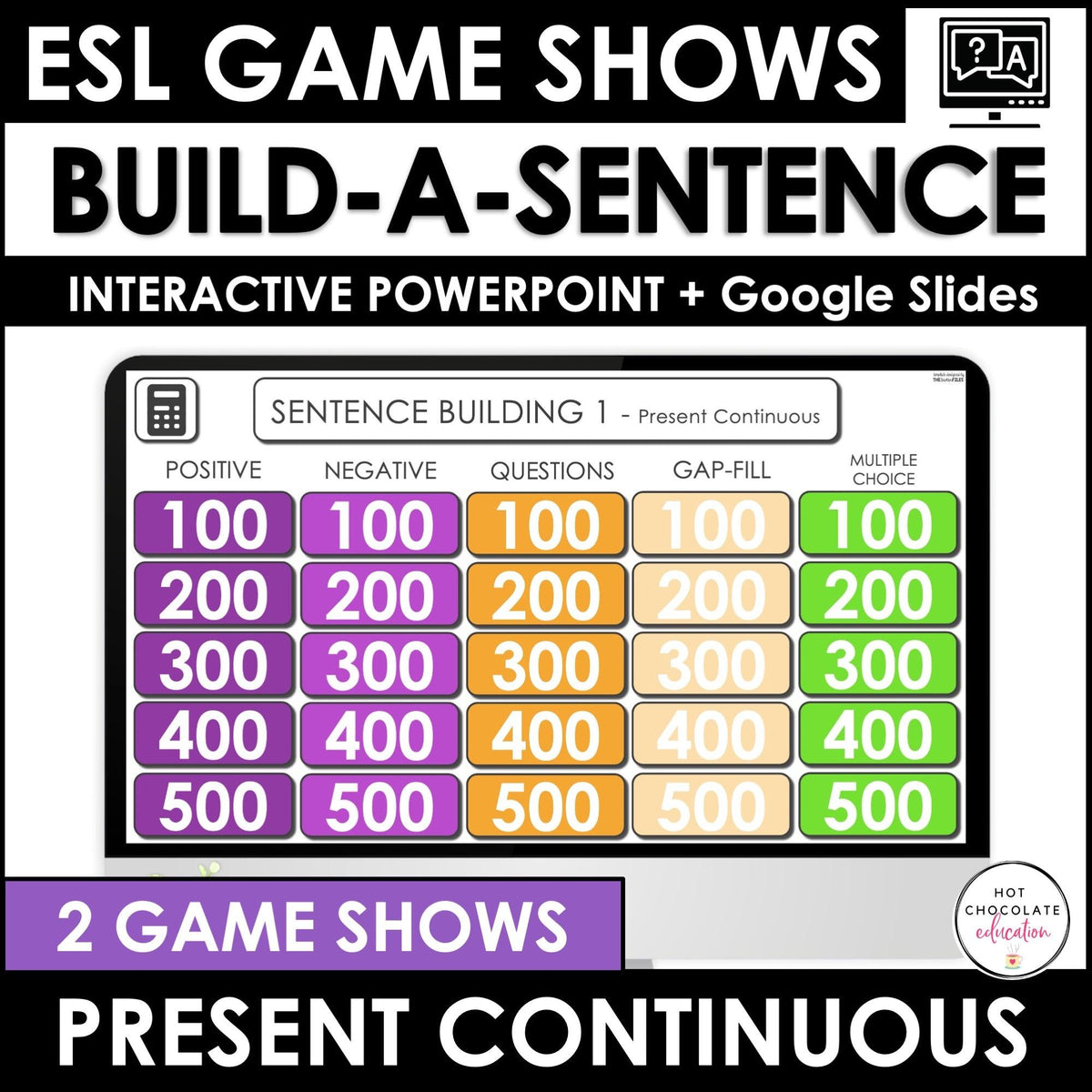 Word Order Game Show: Present Continuous Sentence Building – Hot ...