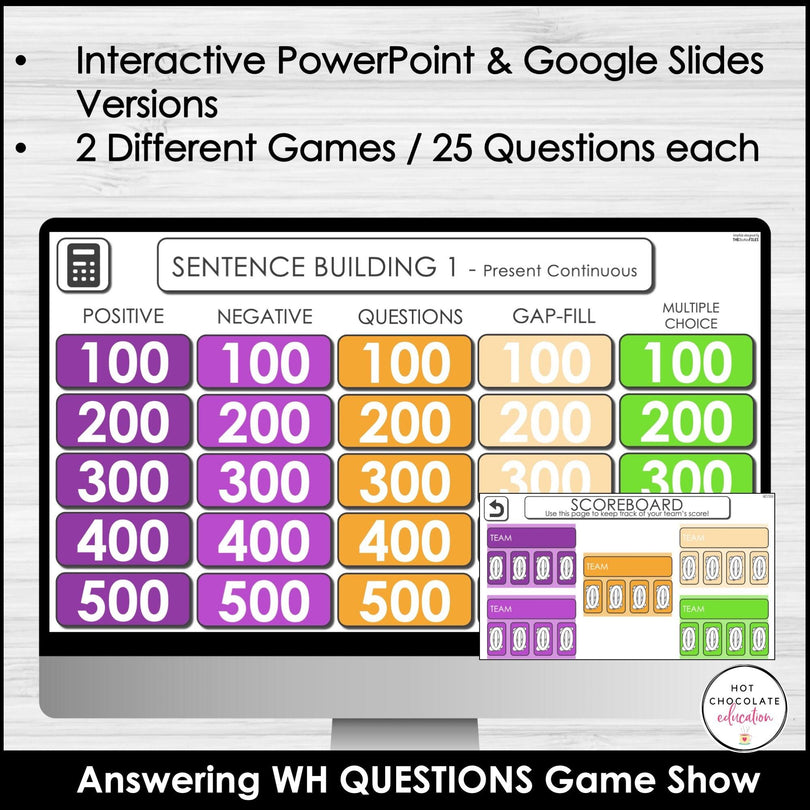 Word Order Game Show: Present Continuous Sentence Building