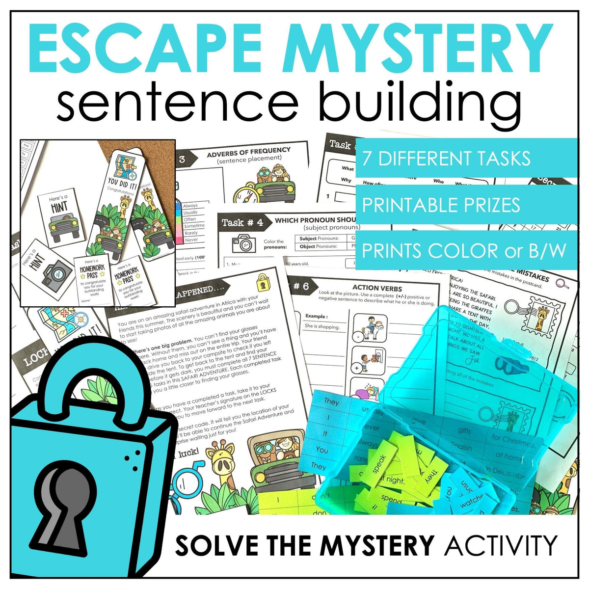 Grammar Escape Activity for ELL, EFL, ESL - Build a Sentence – Hot ...