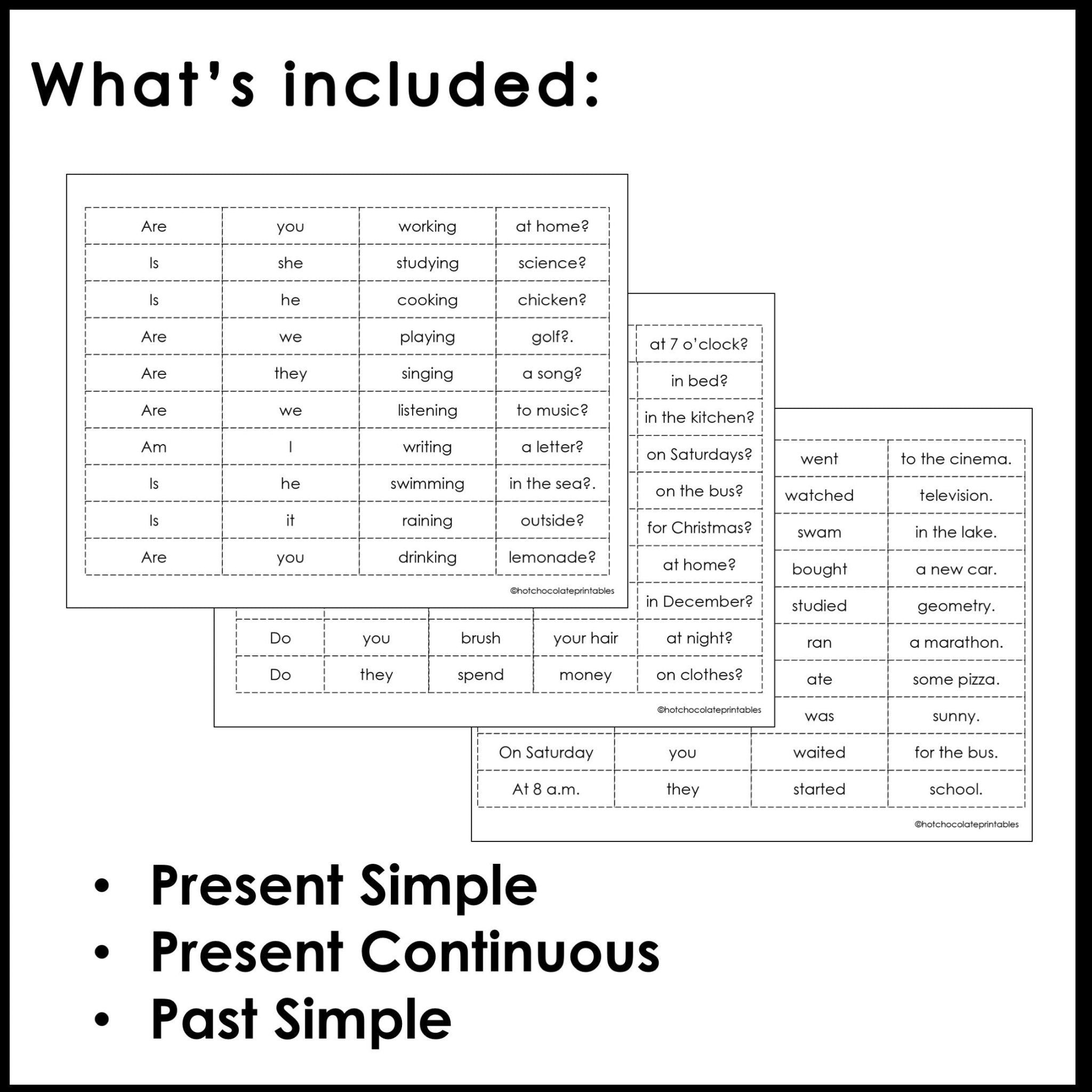 Sentence Building: Mixed Up Sentences | Present & Past Tense – Hot ...