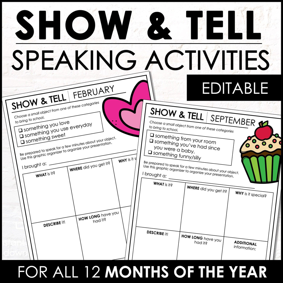 Show and Tell - Year Long Done For You Topic Prompts – Hot Chocolate ...