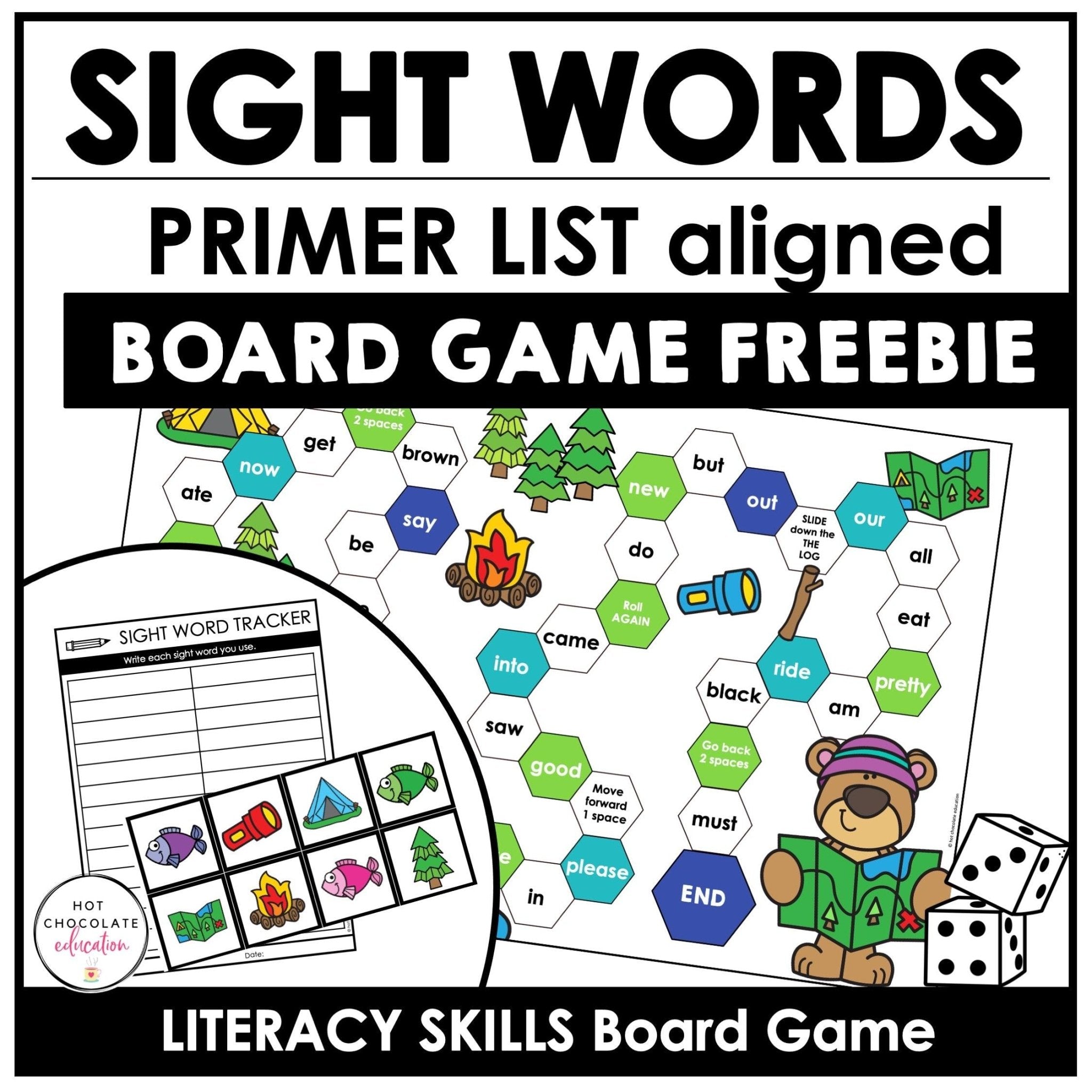 Sight Word Camping Theme Board Game – Freebie – Hot Chocolate Teachables