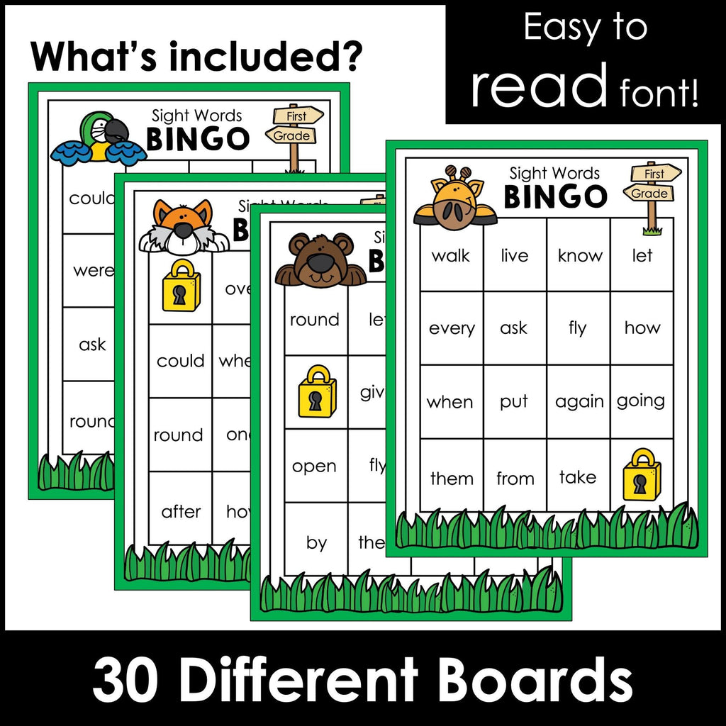 Sight Words for First Grade Bingo Game - Dolch Aligned – Hot Chocolate ...