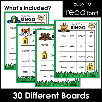 Sight Words for First Grade Bingo Game - Dolch Aligned – Hot Chocolate ...
