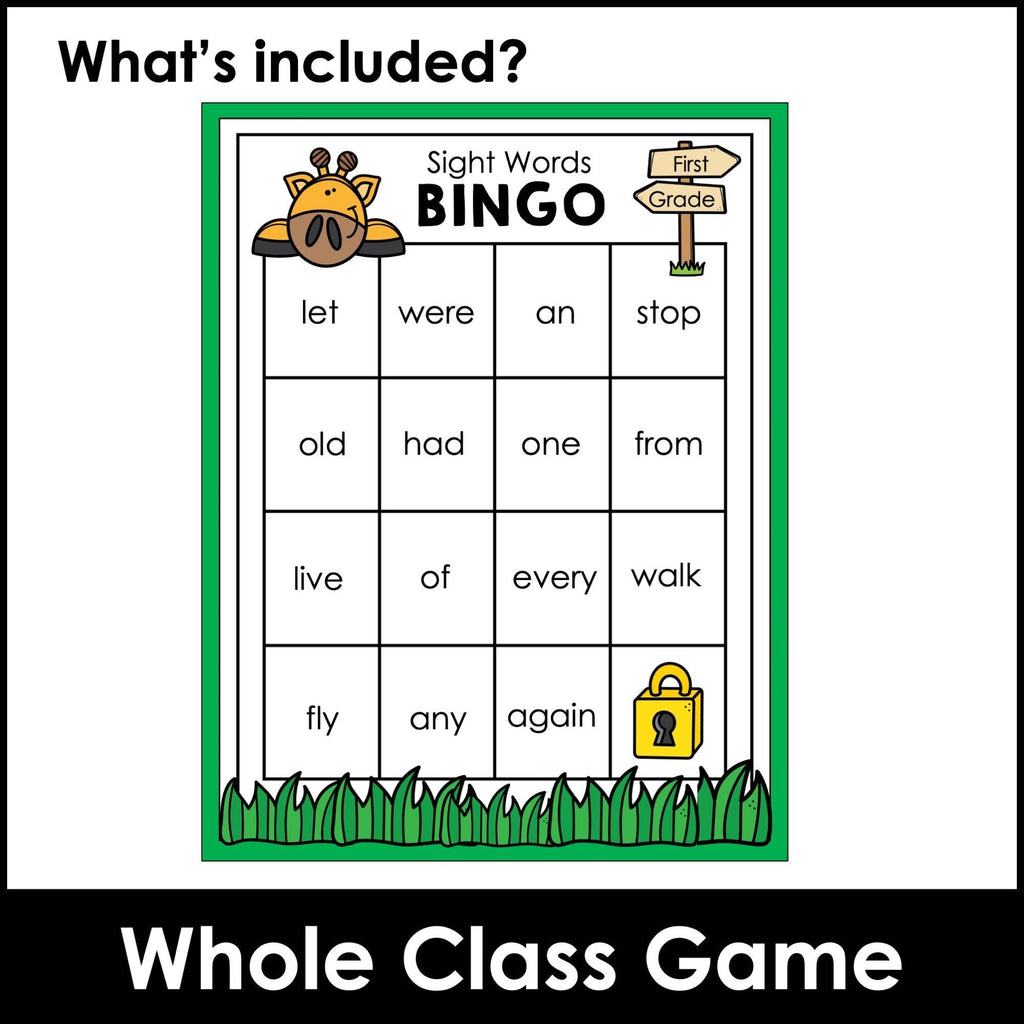 Sight Words for First Grade Bingo Game - Dolch Aligned – Hot Chocolate ...