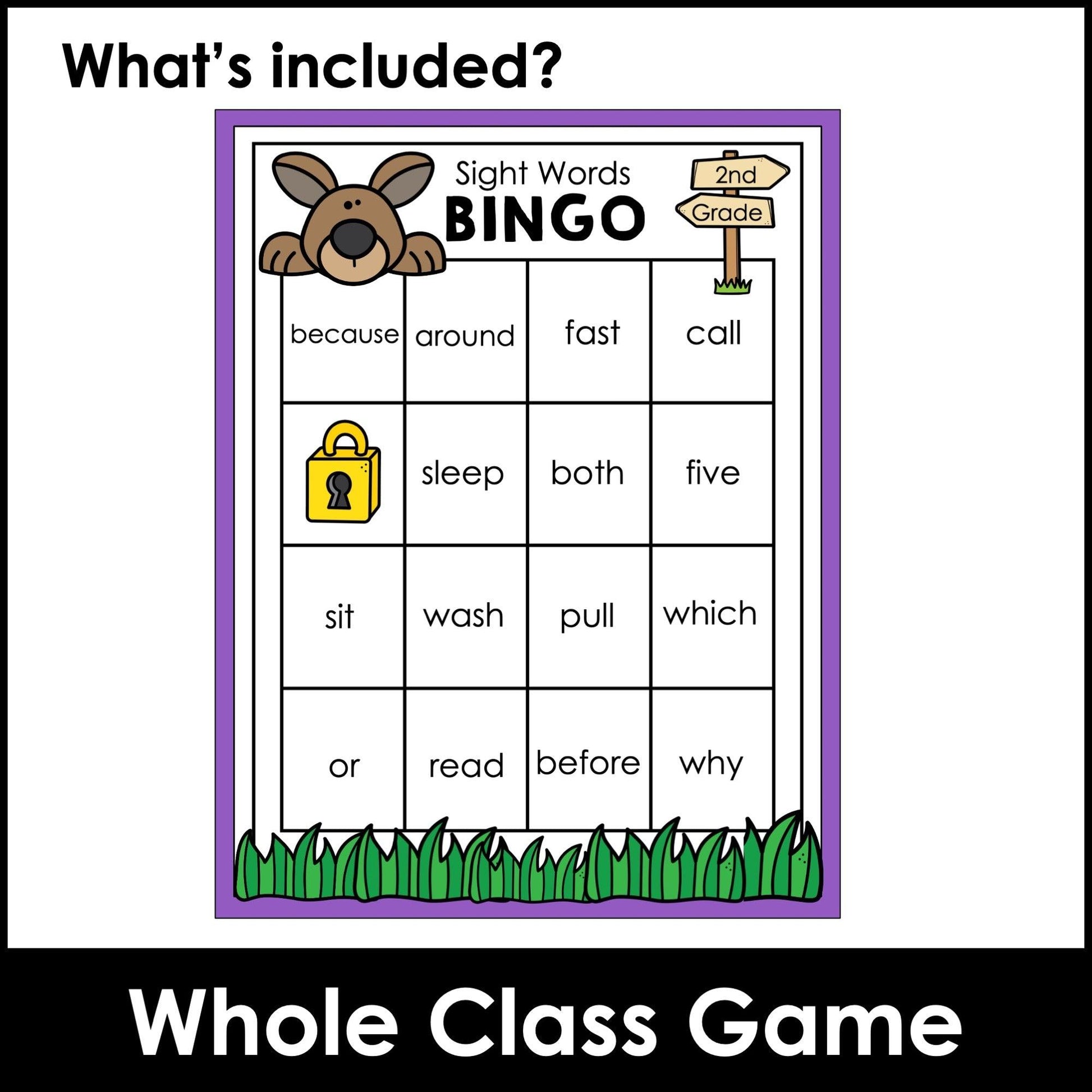 Sight Words for Second Grade Bingo Game - Dolch Aligned