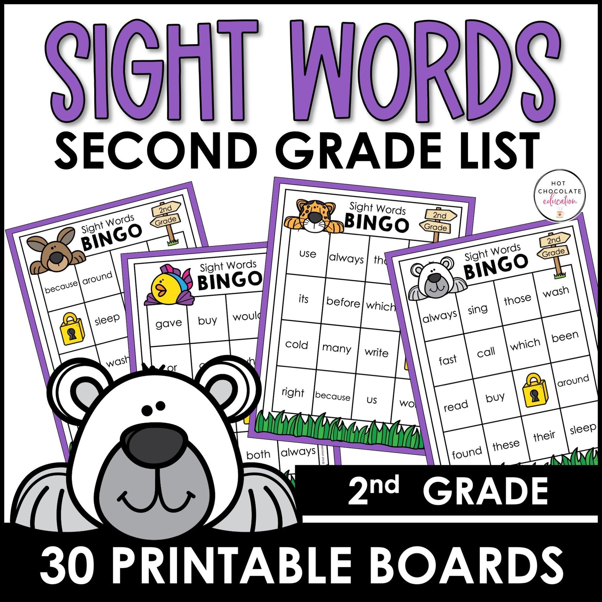 Sight Words for Second Grade Bingo Game - Dolch Aligned