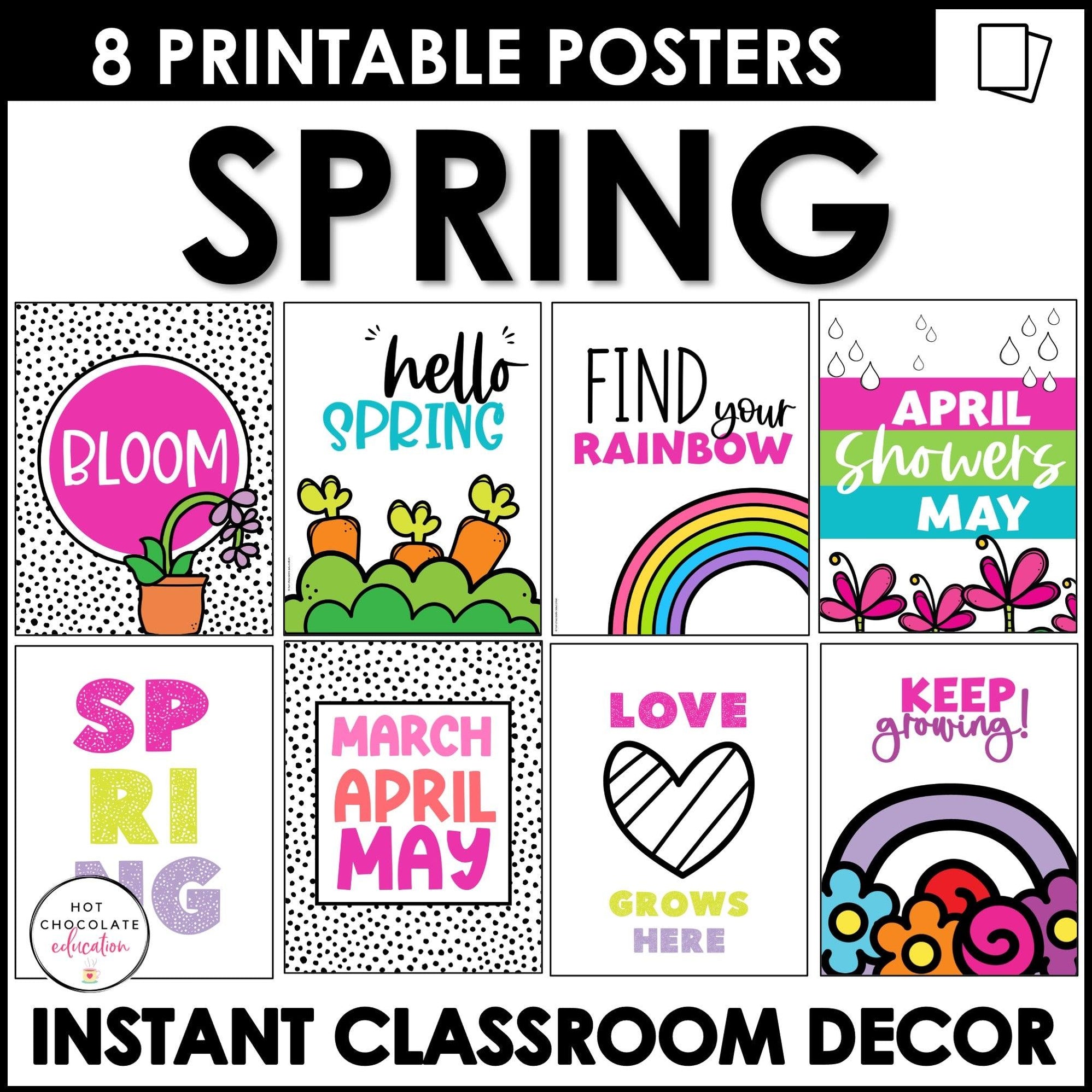 Spring Classroom Posters - Bulletin Board Decor Set – Hot Chocolate ...