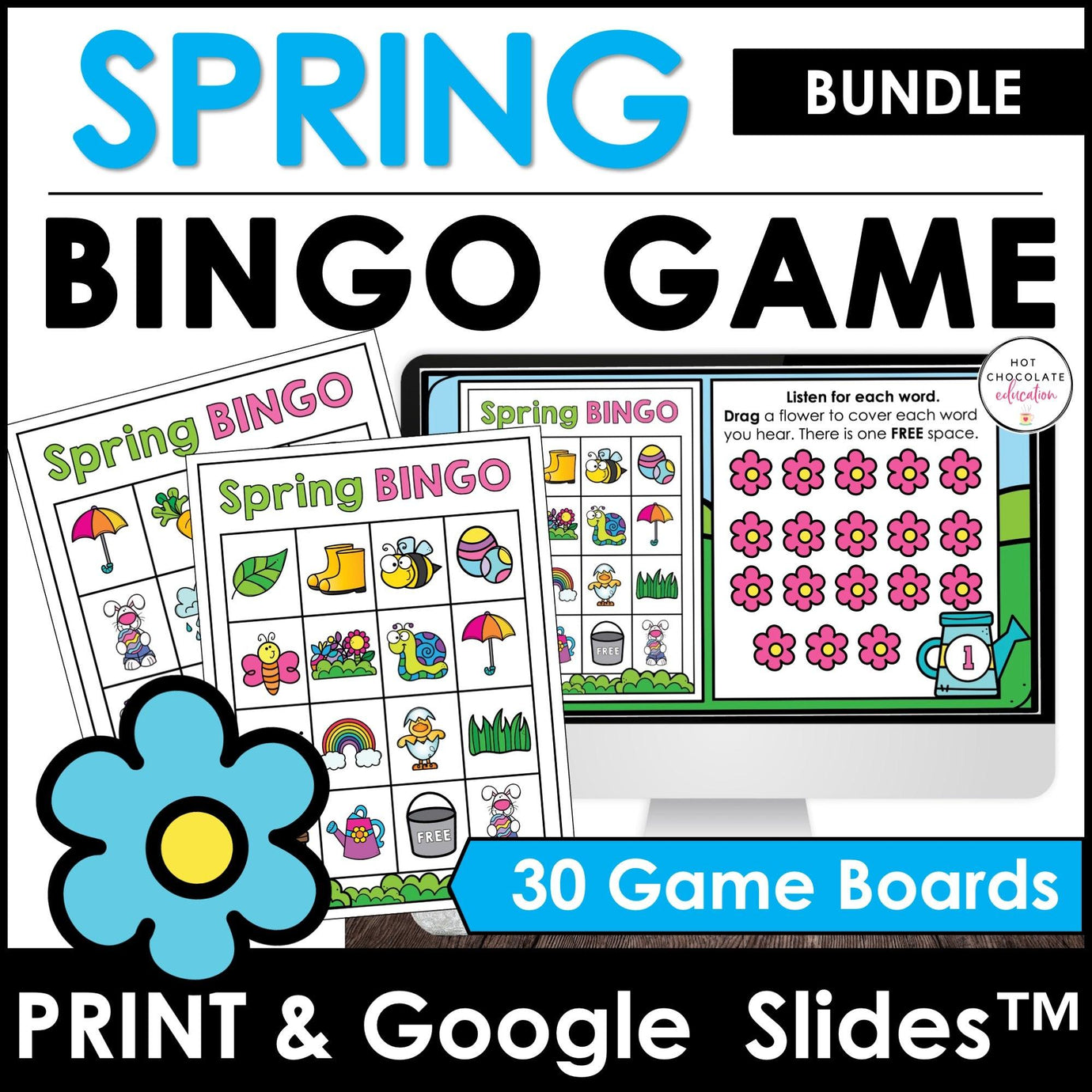 Spring & Easter Vocabulary Bingo | Print & Digital Bundle