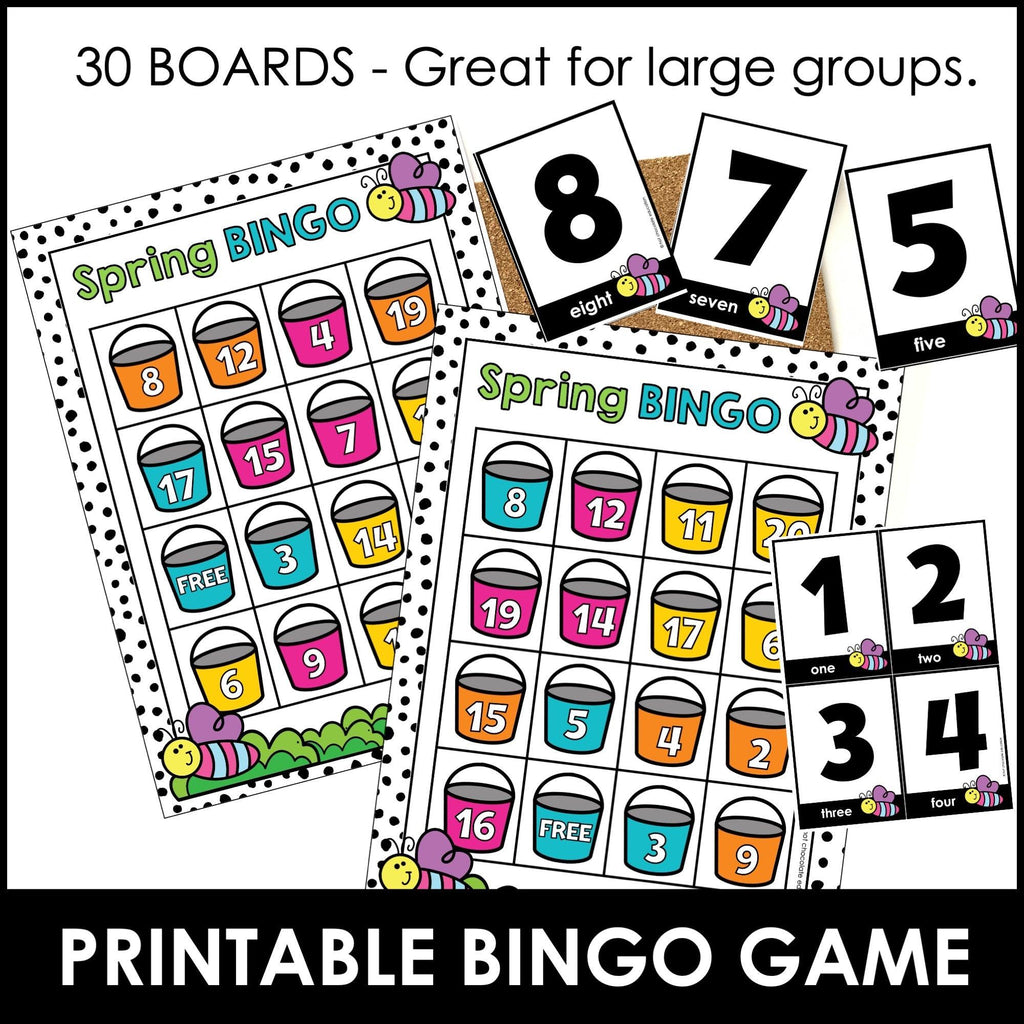 Spring Number Bingo: 1-20 Recognition Game – Hot Chocolate Teachables
