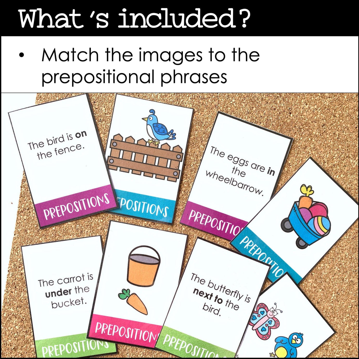 Spring Prepositions Matching Cards: Phrase Match