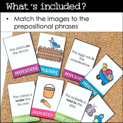 Spring Prepositions Matching Cards: Phrase Match – Hot Chocolate Teachables