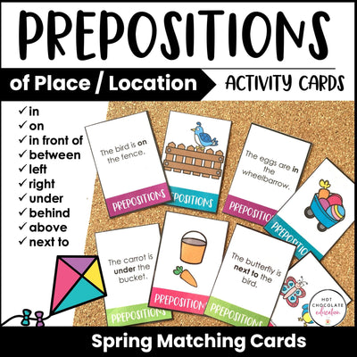 Spring Prepositions Matching Cards: Phrase Match – Hot Chocolate Teachables