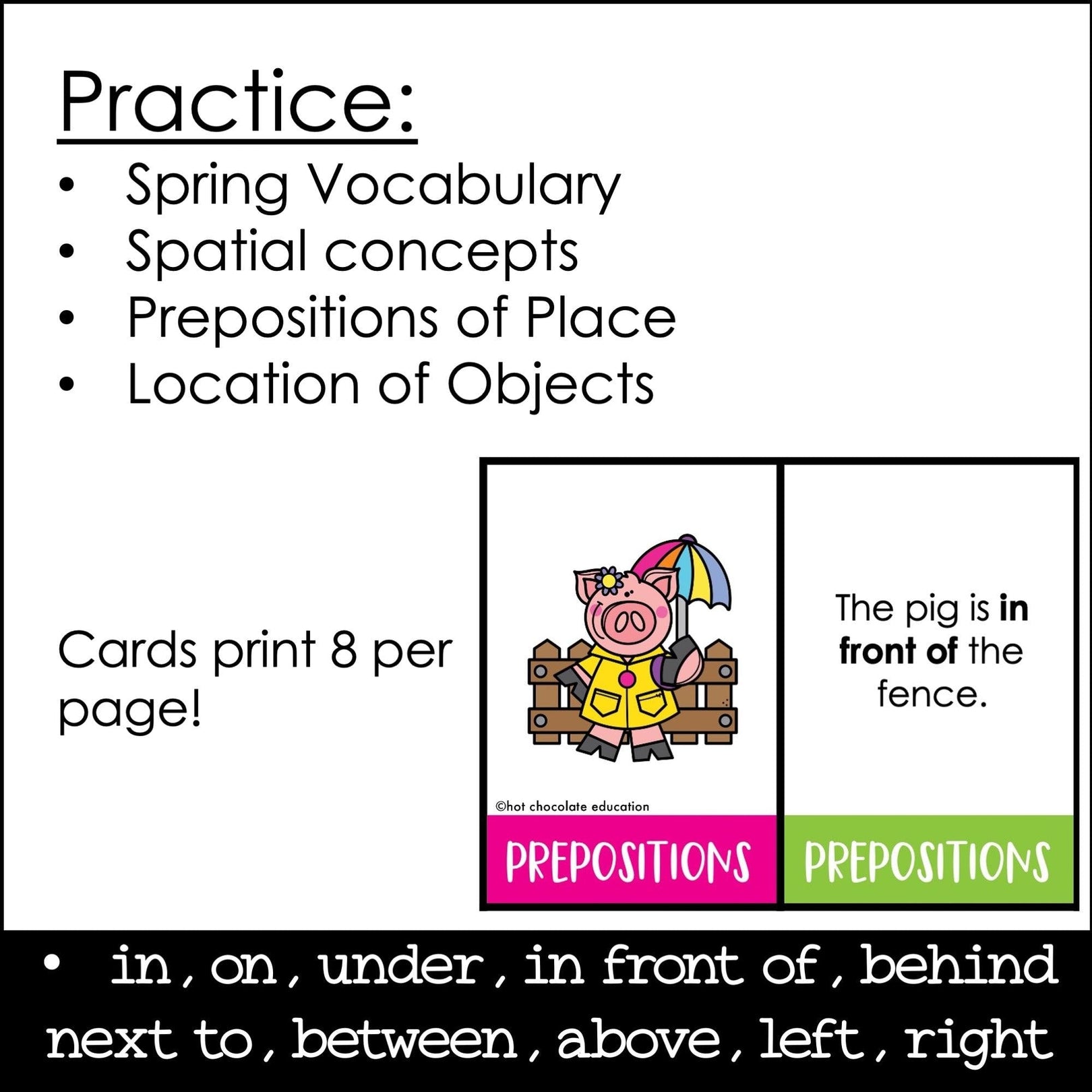 Spring Prepositions Matching Cards: Phrase Match