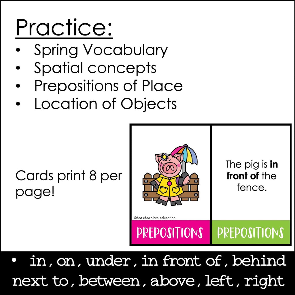 Spring Prepositions Matching Cards: Phrase Match – Hot Chocolate Teachables