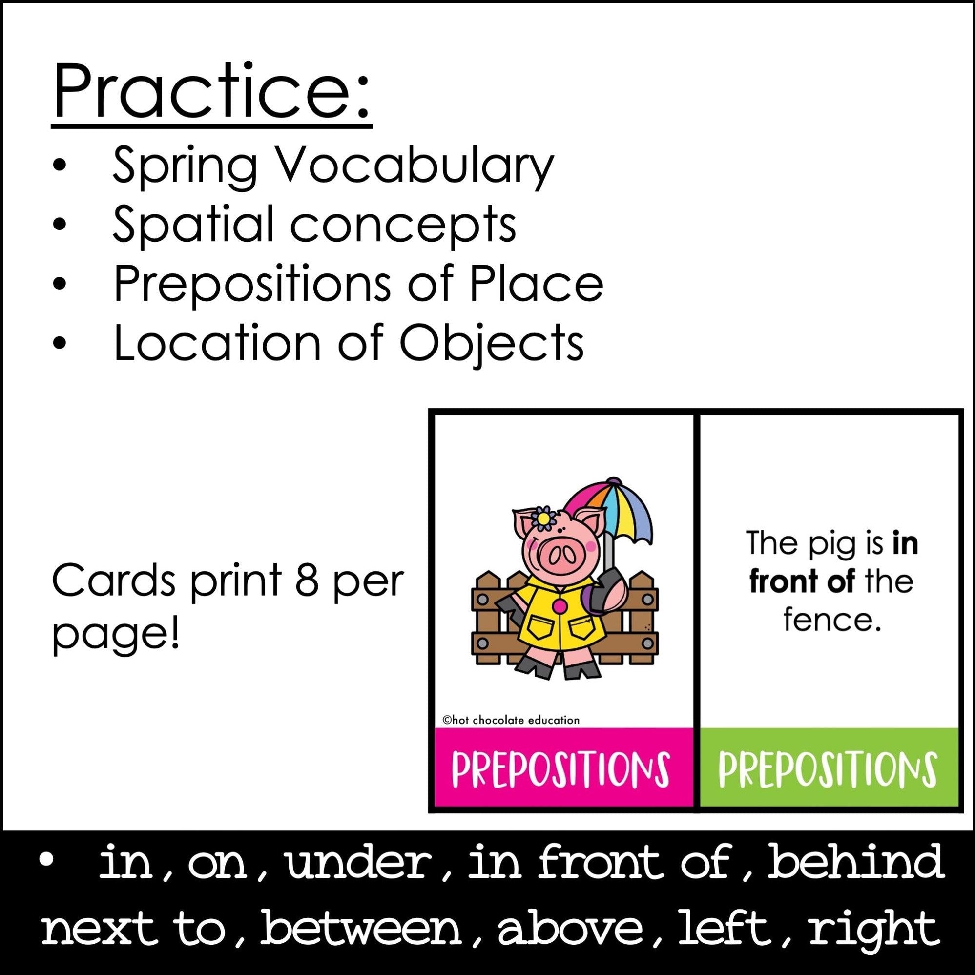 Spring Prepositions Matching Cards: Phrase Match – Hot Chocolate Teachables